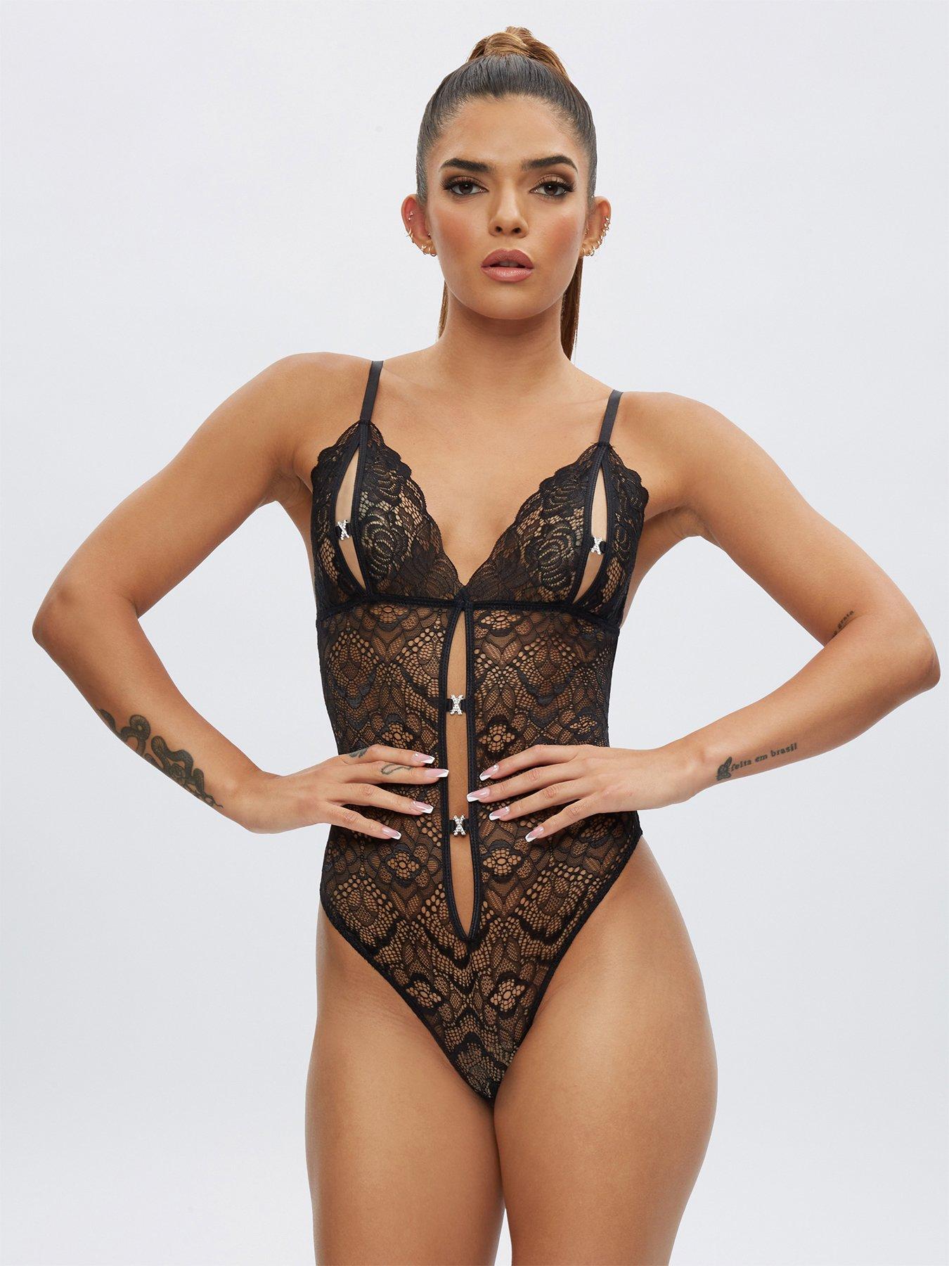 Ann Summers Diamond Kiss Crotchless Body - Black | littlewoods.com