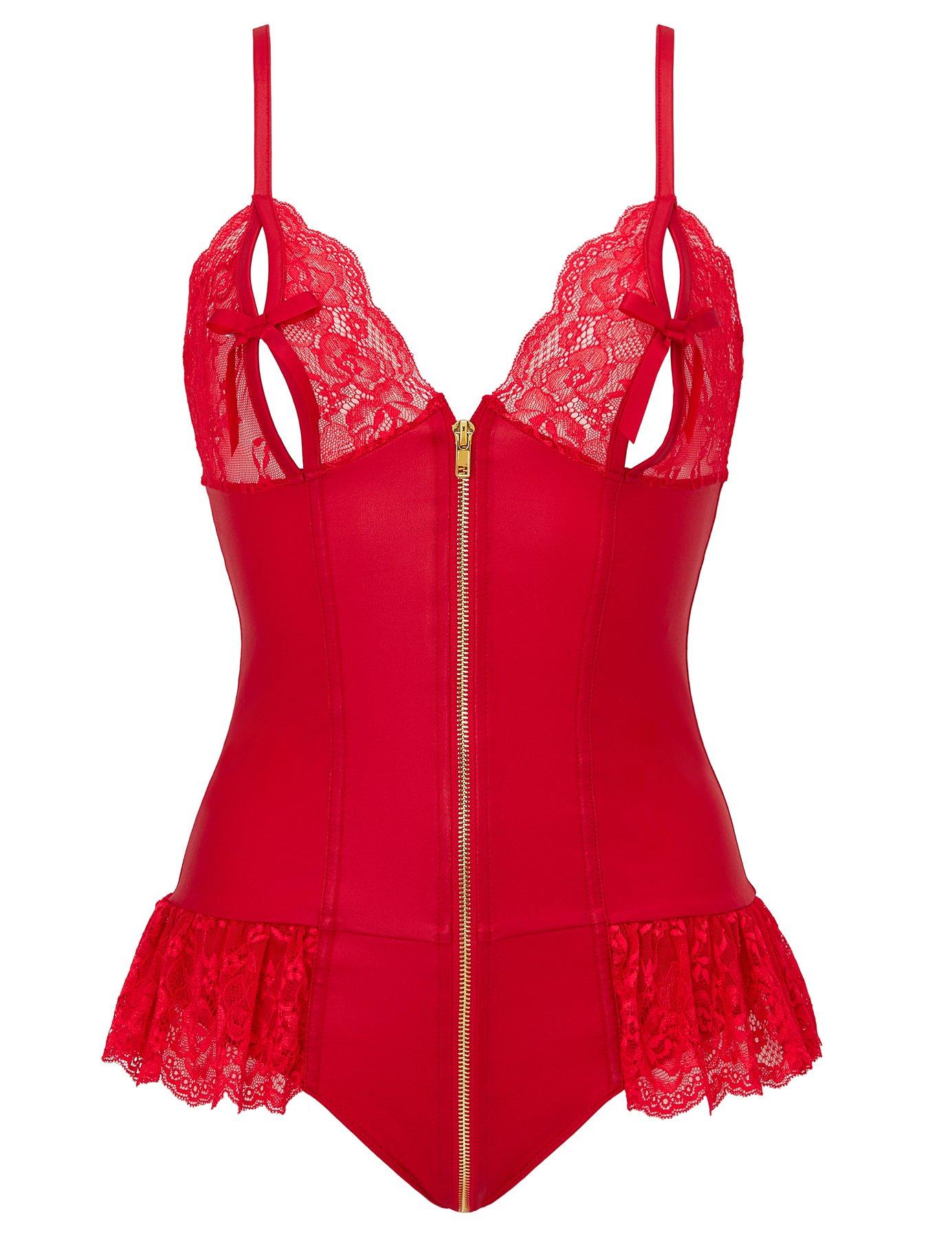 Ann Summers Tasha Crotchless Teddy - Red | Littlewoods
