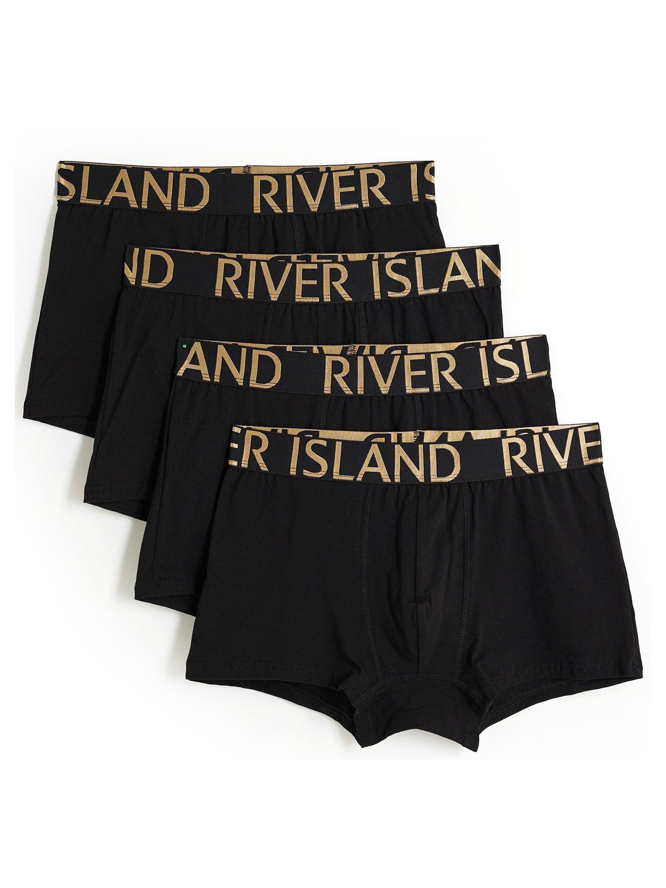 River Island 4 Pack Gold Metallic Large Ri Boxers | Littlewoods
