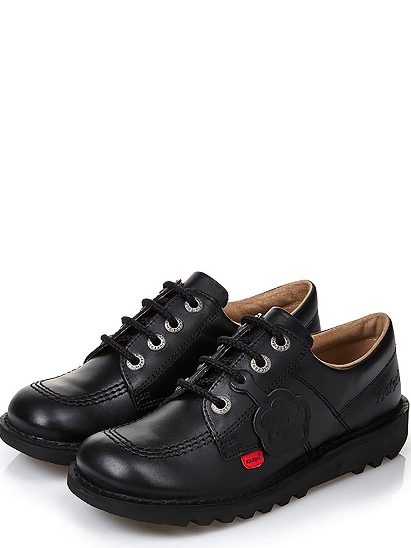 Kickers Leather Lace-up Kick Lo Core School Shoes - Black | littlewoods.com