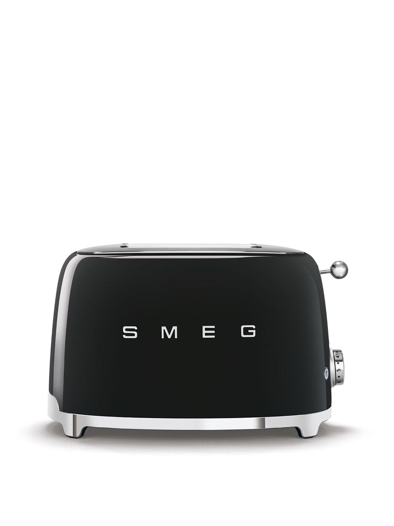 Smeg TSF01 Retro Style 2 Slice Toaster, 950W - Black | littlewoods.com