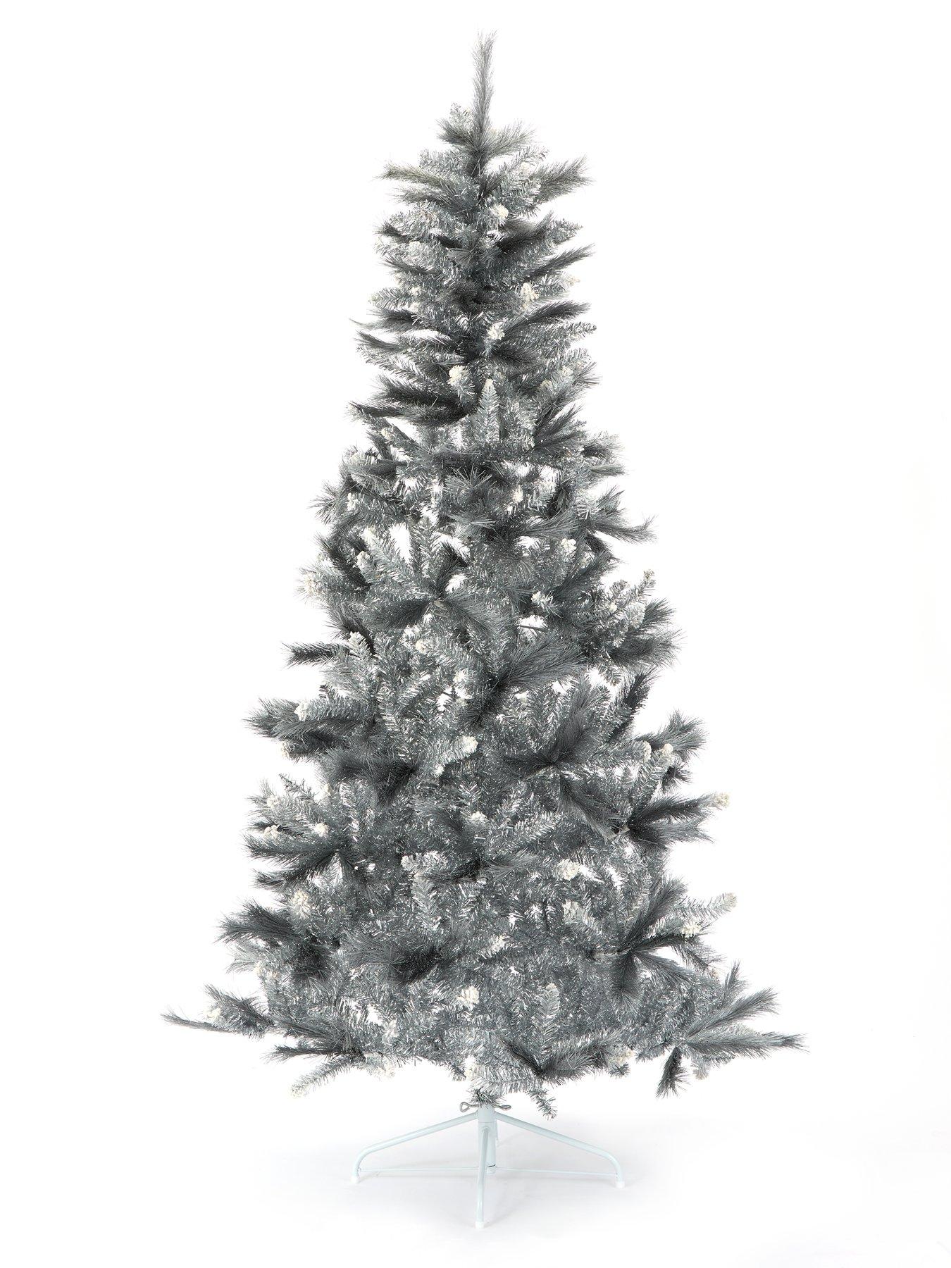 Very Home 7ft Silver Grey Sparkle Christmas Tree with Frosted Tips ...