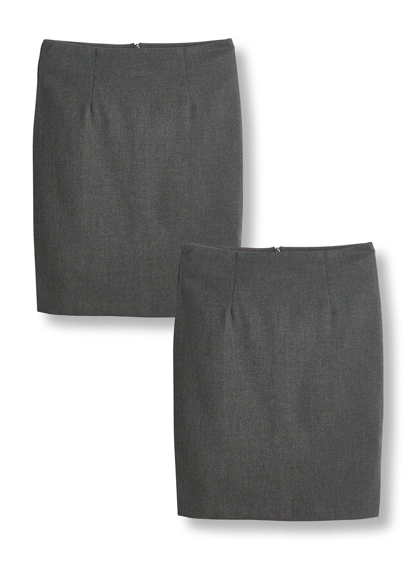V by Very Girls 2 Pack Woven School Pencil Skirt - Grey | littlewoods.com