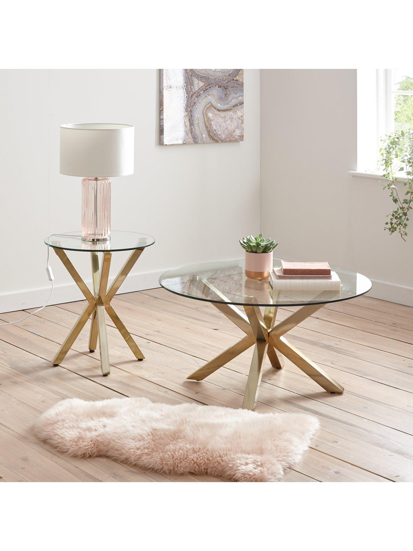 Very Home Chopstick Glass and Brass Lamp Table | littlewoods.com