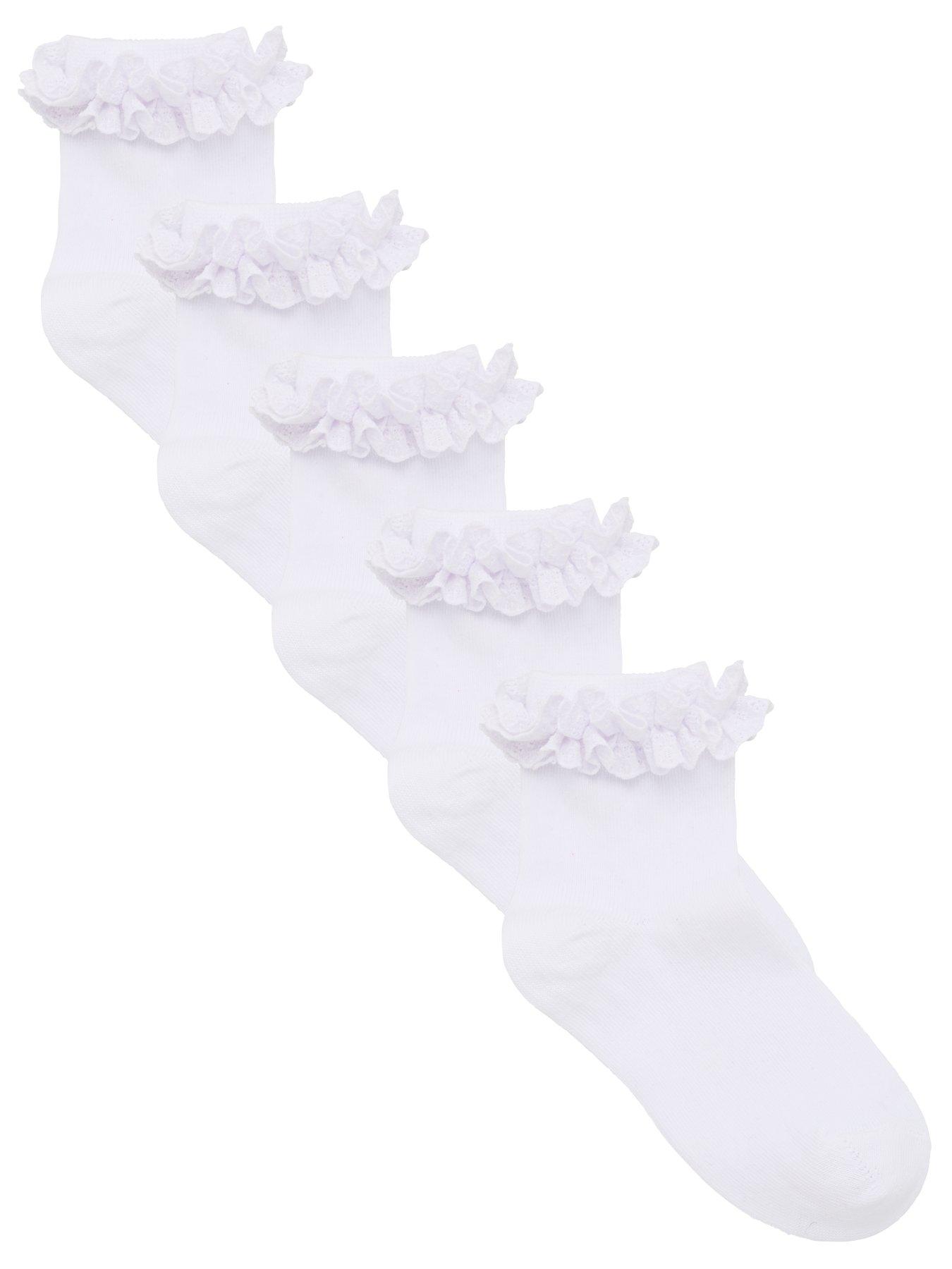Everyday Girls 5 Pack Multi Occasion Ruffle Frill Socks - White ...