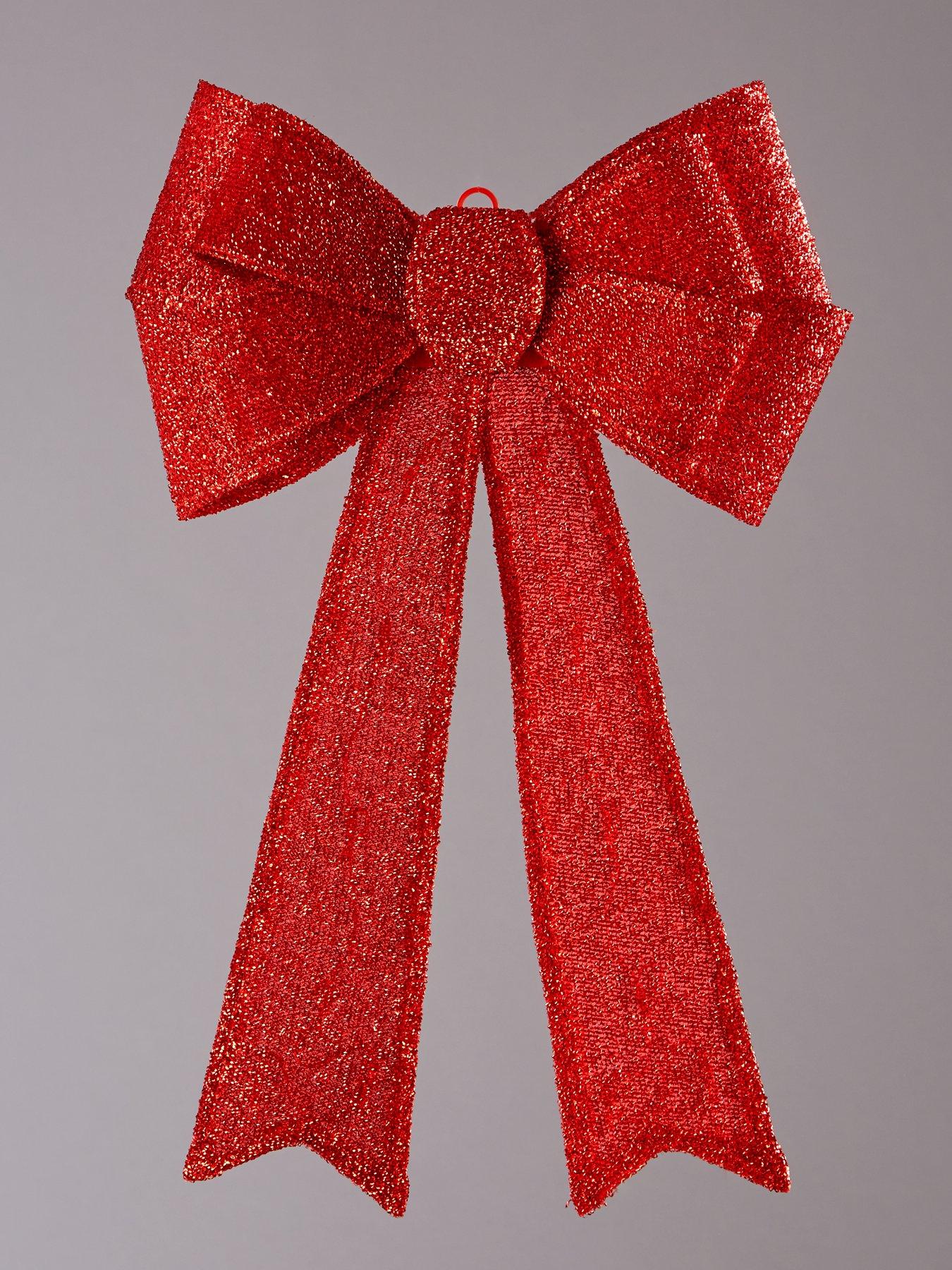 Battery Operated LED Christmas Door Bow - Red | Littlewoods