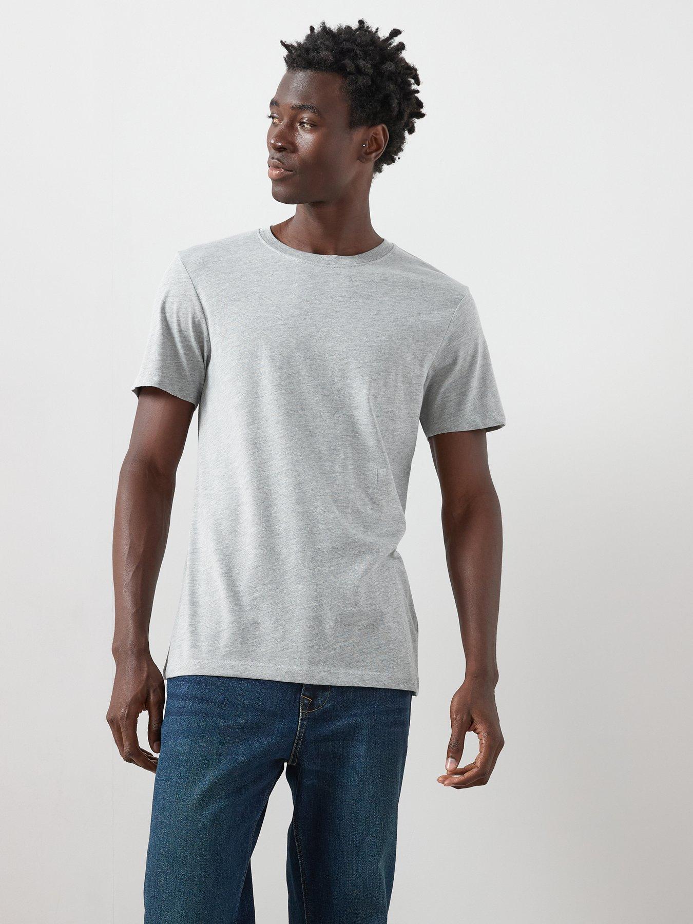 Very Man Essentials Crew Neck T-Shirt - Grey Marl | Littlewoods