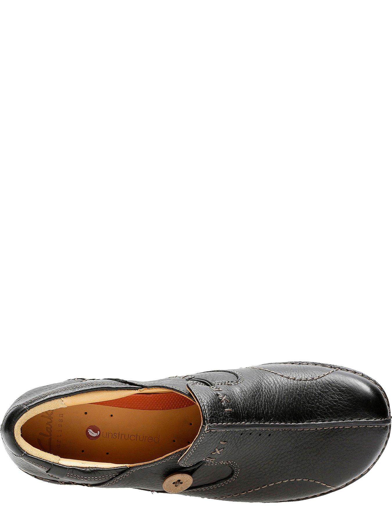 Clarks Un Loop Flat Leather Shoe - Black | Littlewoods