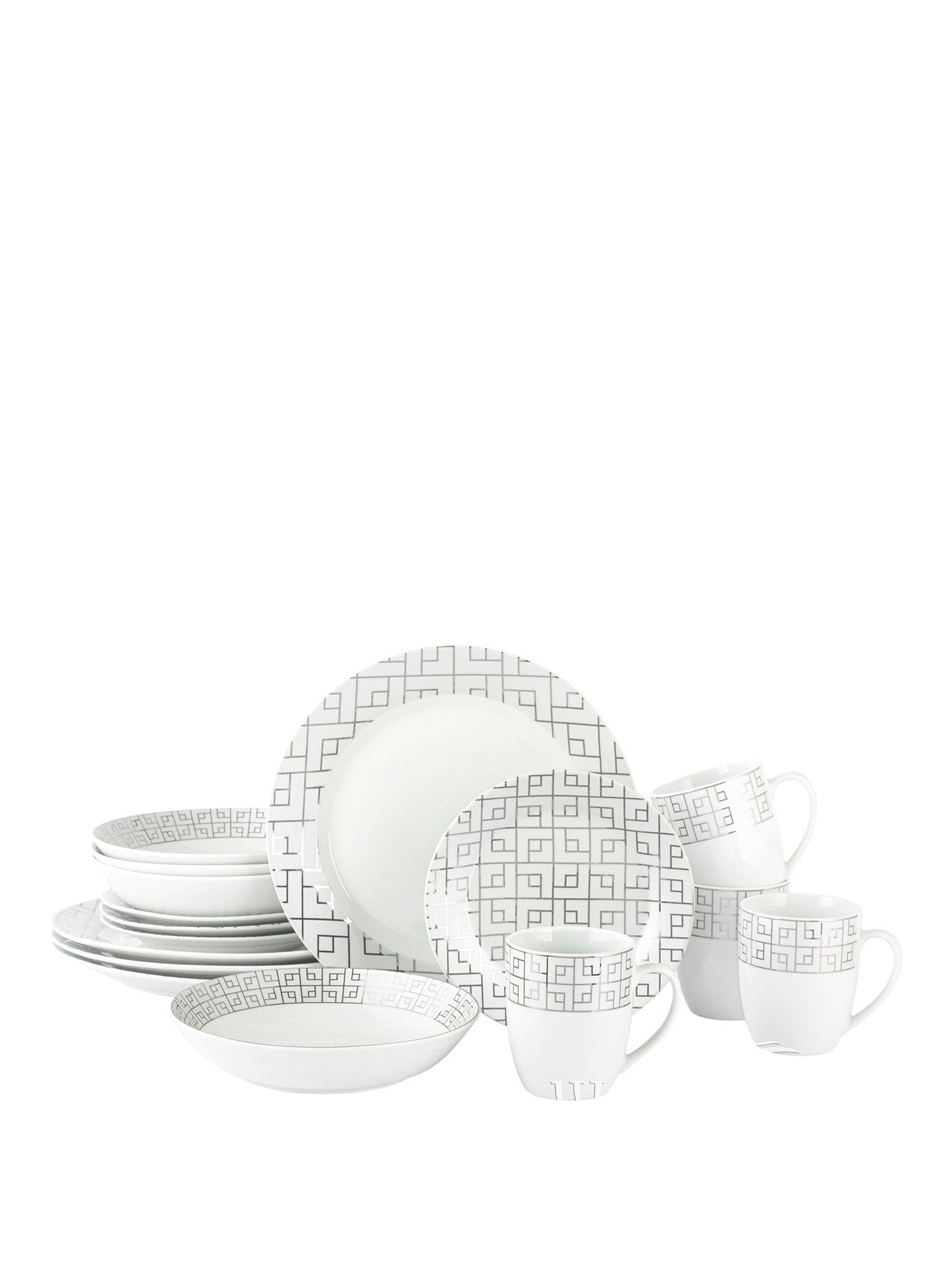 WATERSIDE 16-Piece Glitz Geo Dinner Set | Littlewoods