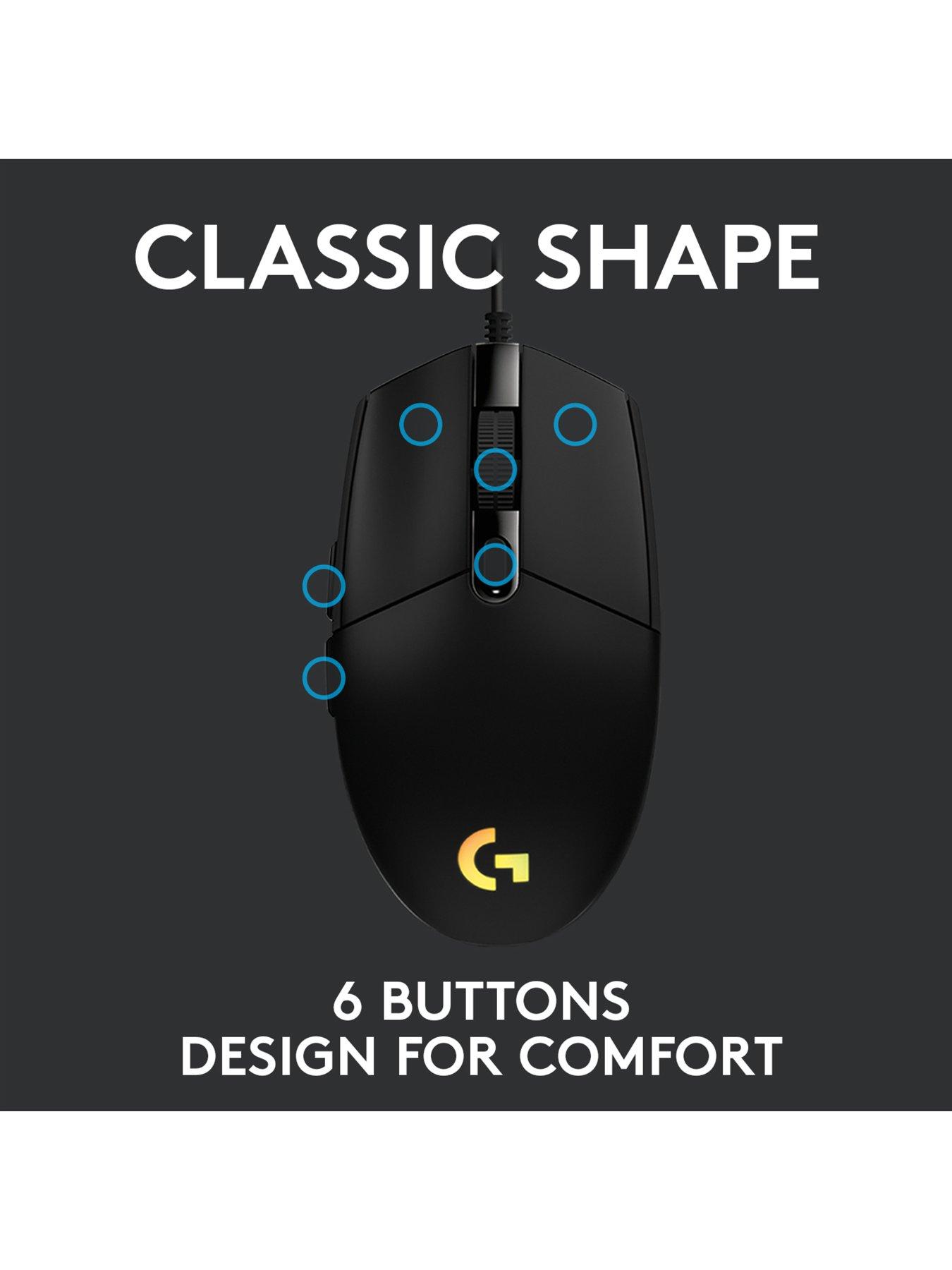 LogitechG G203 Lightsync RGB 6-Button Gaming Mouse - Black | Littlewoods