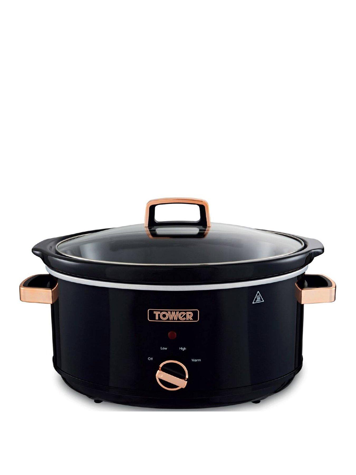 Tower T16019RG 6.5L Slow Cooker with 3 Heat Settings - Black and Rose ...