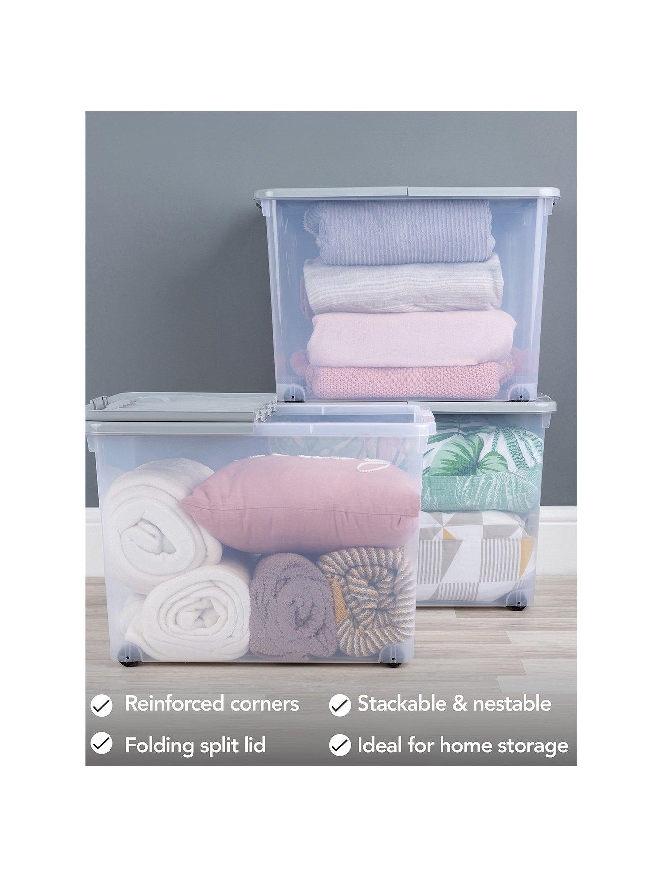 Wham Set Of 3 80l Wheeled Boxes With Folding Lid - 80 Litre | Littlewoods