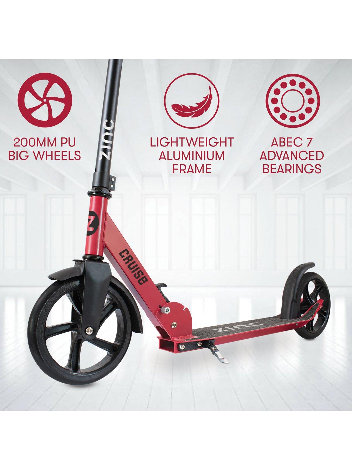 Zinc big wheeled folding cruise scooter - Red | littlewoods.com
