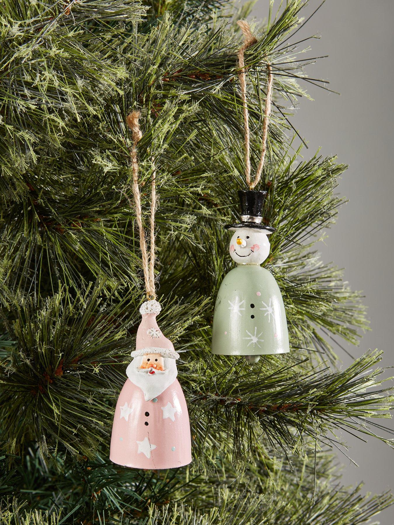 Heaven Sends Metal Santa and Snowman Hanging Christmas Tree Decorations ...