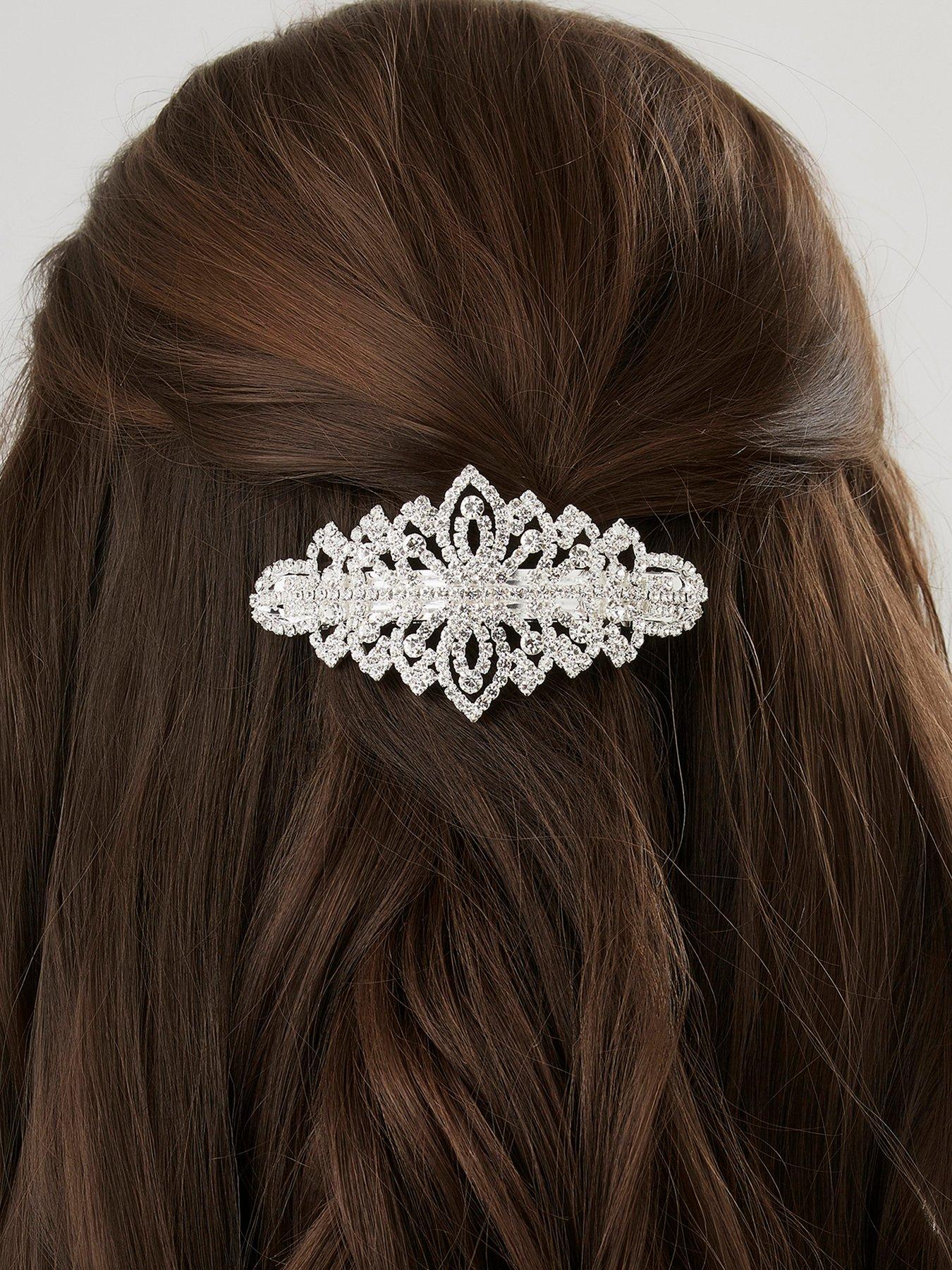 Mood Silver Plated Crystal Diamante Hair Barette | littlewoods.com