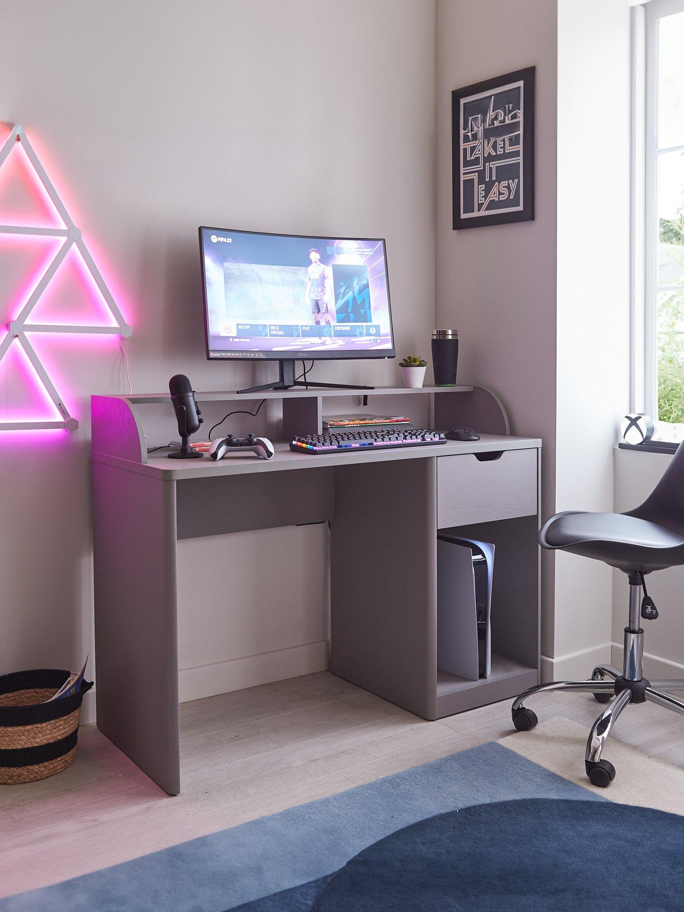 The Very Collection Aspen Gaming Desk - Grey Oak Effect | Littlewoods