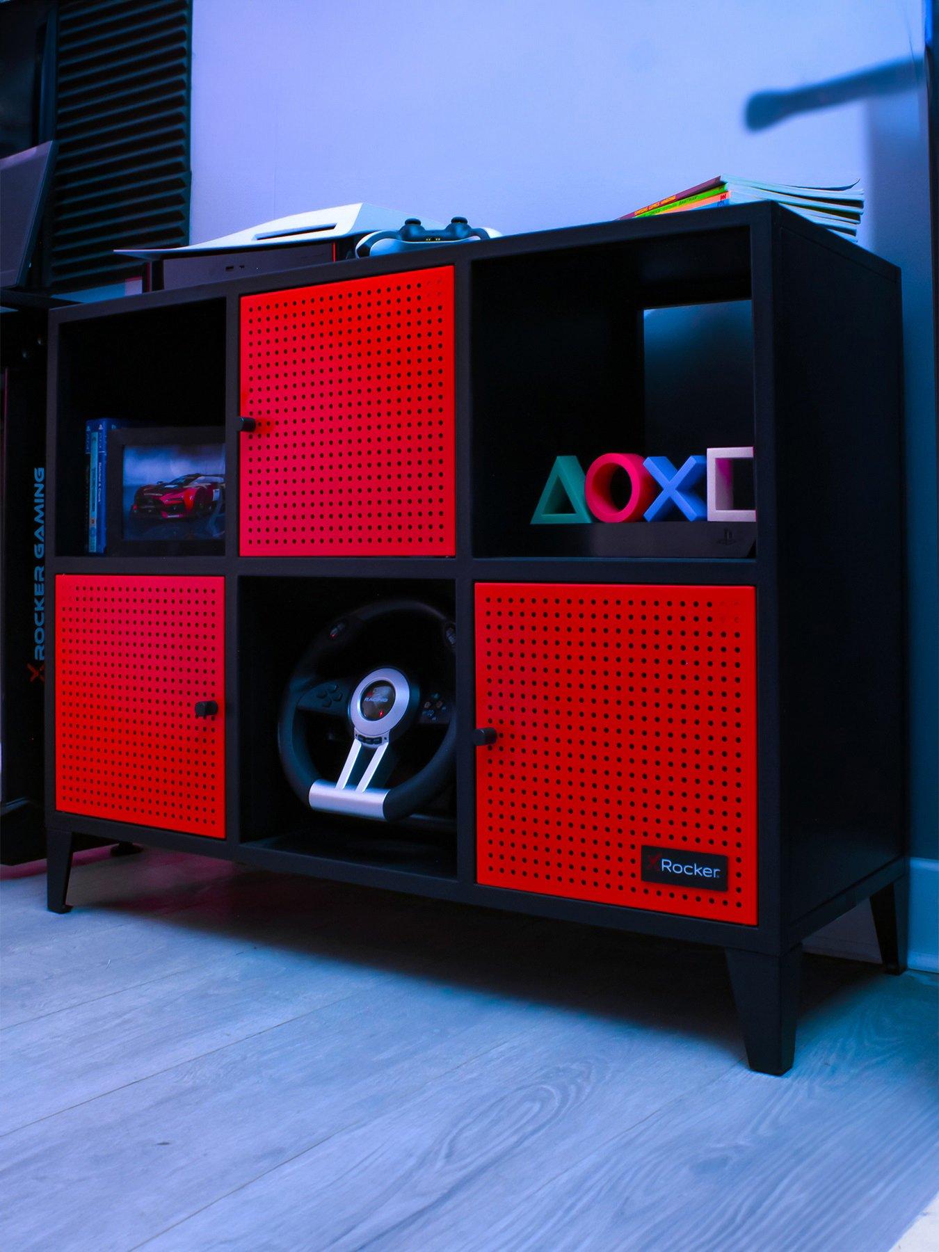 X Rocker MESH-TEK Wide Display Cabinet with 6 Cube Storage | Littlewoods