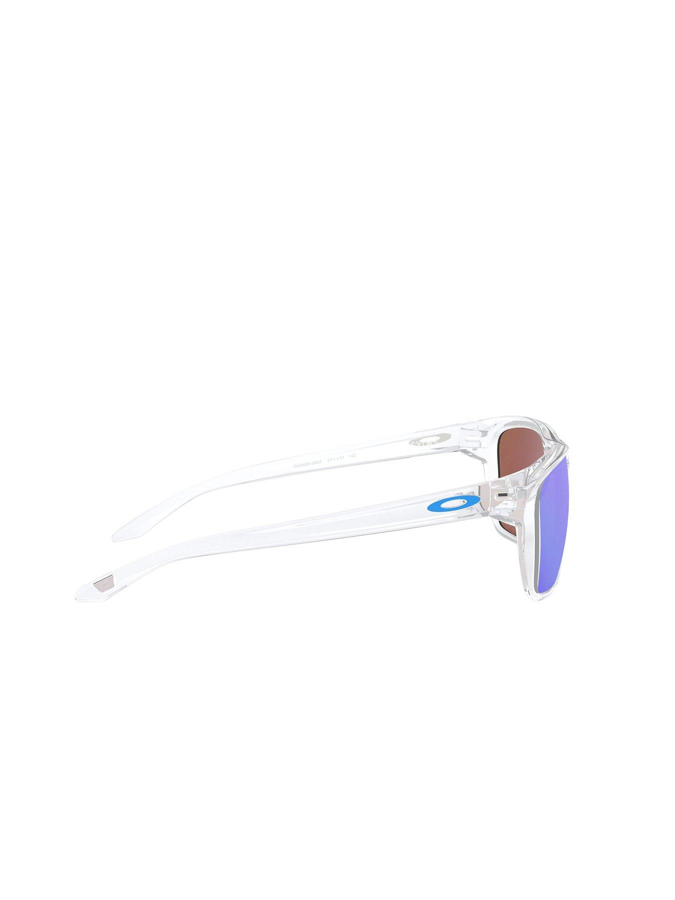 Oakley Rectangle Clear Frame Blue Lens Sunglasses - Black | littlewoods.com