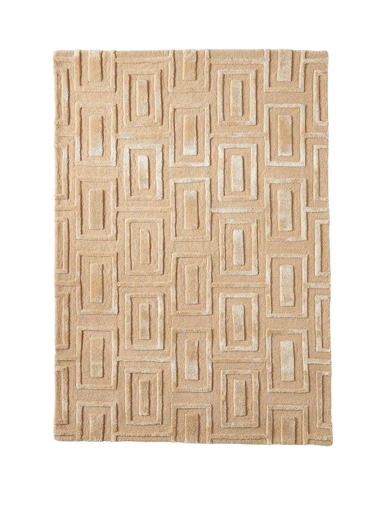 Very Home Carved Squares Wool Rug | littlewoods.com