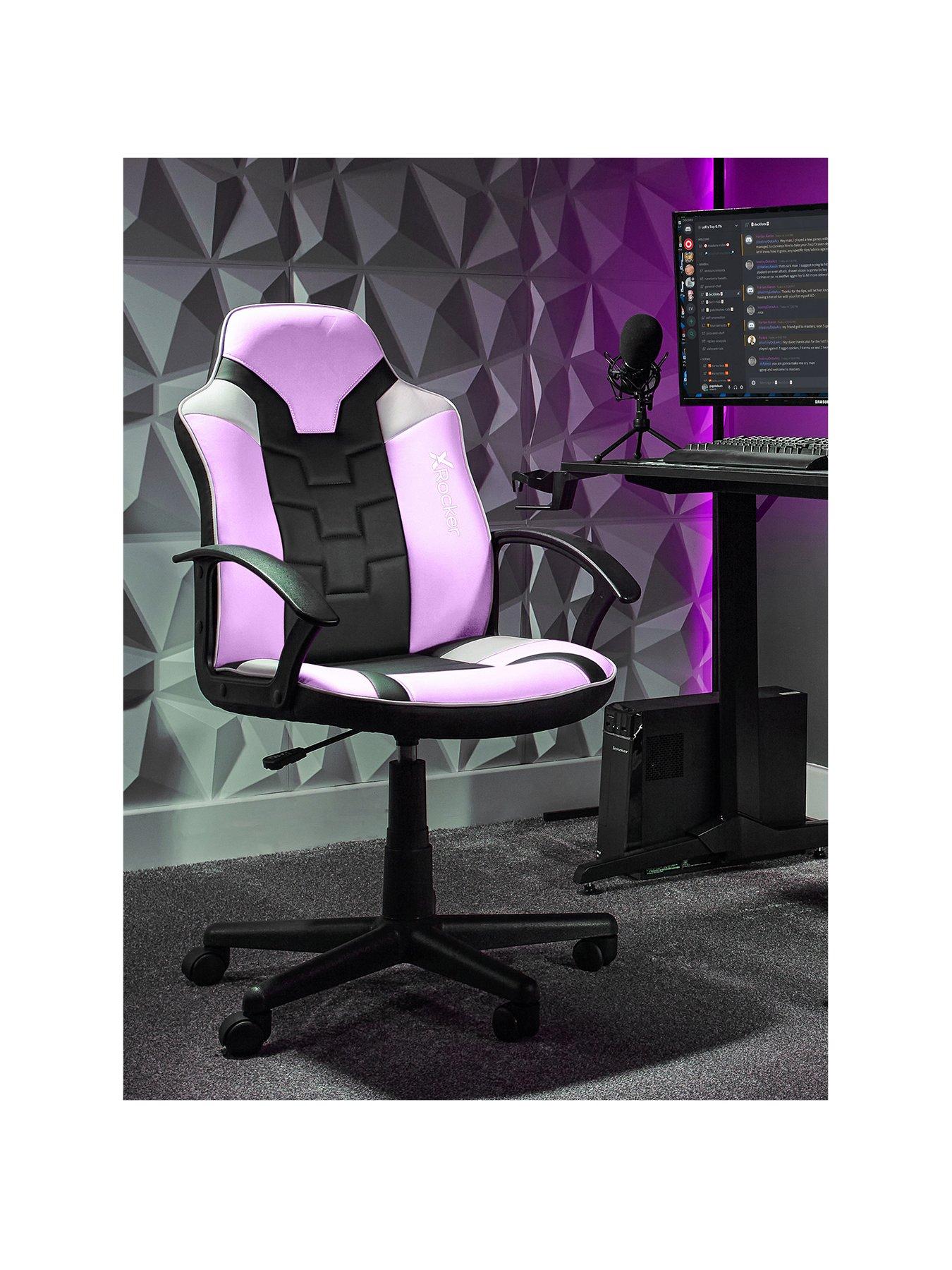 X Rocker Saturn White/Pink/Grey Mid-Back Esport Gaming Chair ...