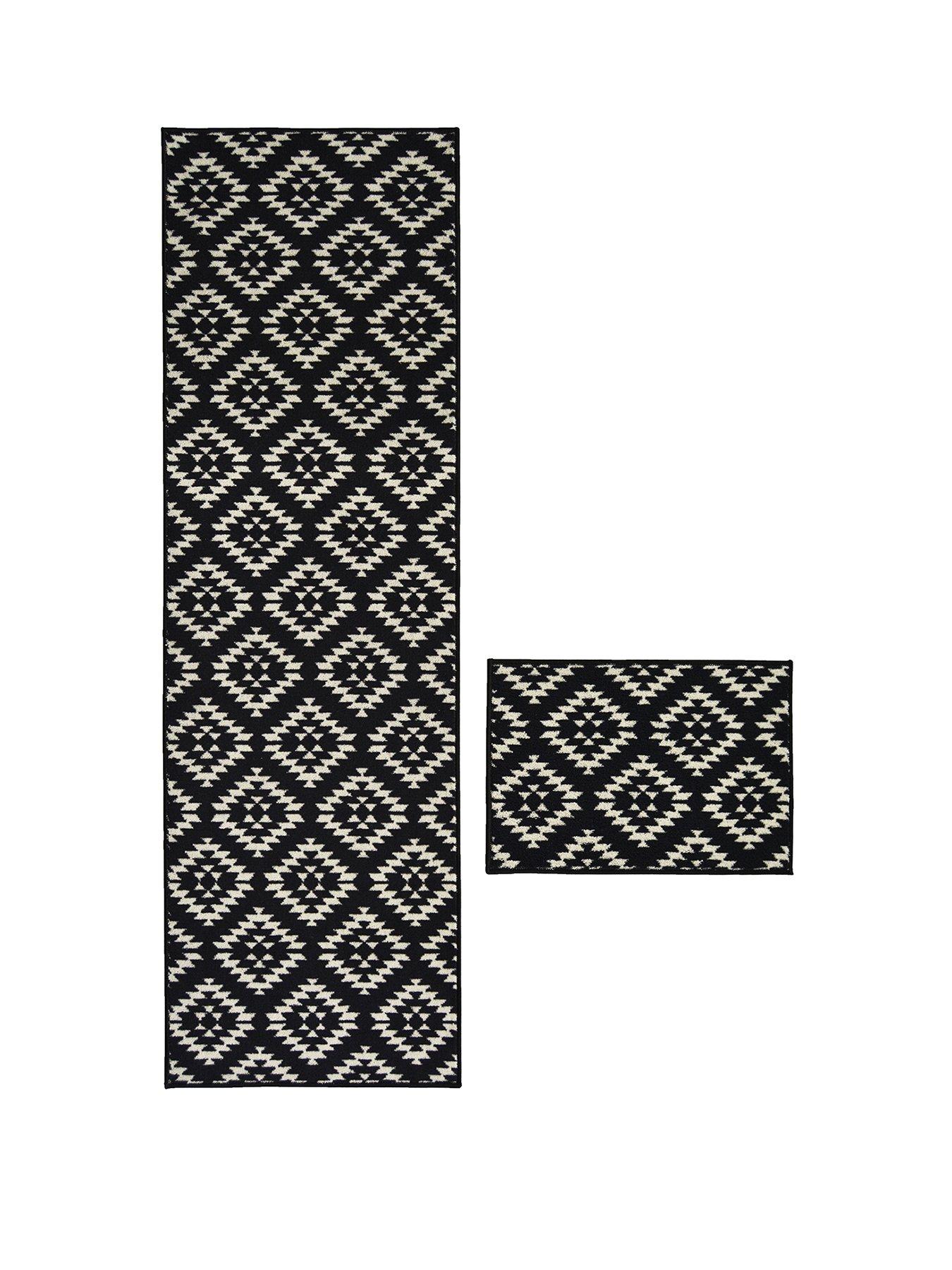 The Very Collection Aztec Black Diamond Runner & Doormat Set | Littlewoods