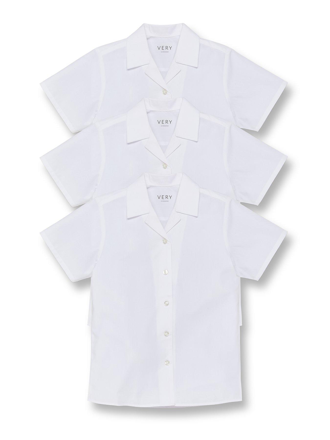 Everyday Girls 3 Pack Revere Short Sleeve School Blouse - White ...
