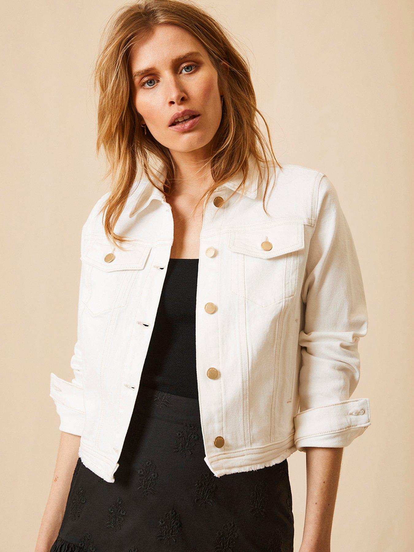 Mint Velvet White Frayed Denim Jacket | littlewoods.com