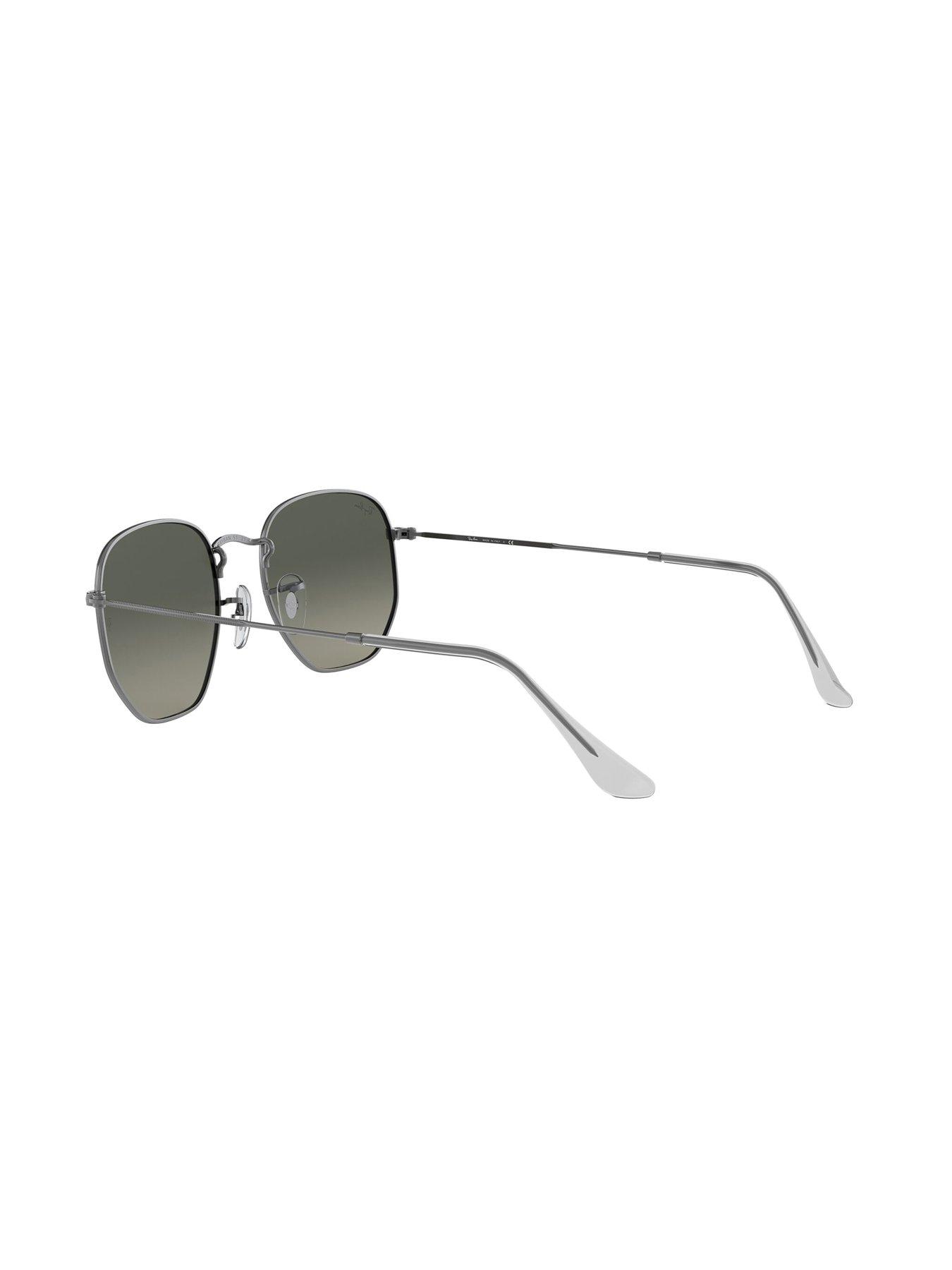 Ray-Ban Hexagonal Gunmetal Irregular Frame Sunglasses - Grey | Littlewoods