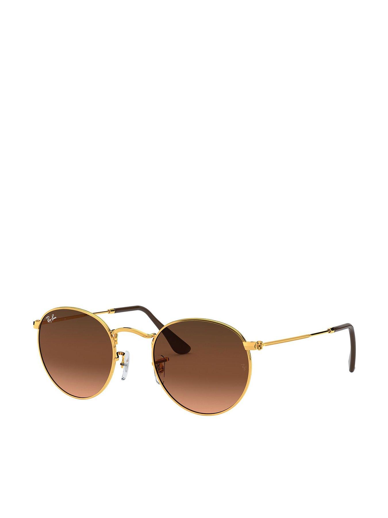 Ray-Ban Round Metal Round Sunglasses Light Bronze Frame With Pink ...