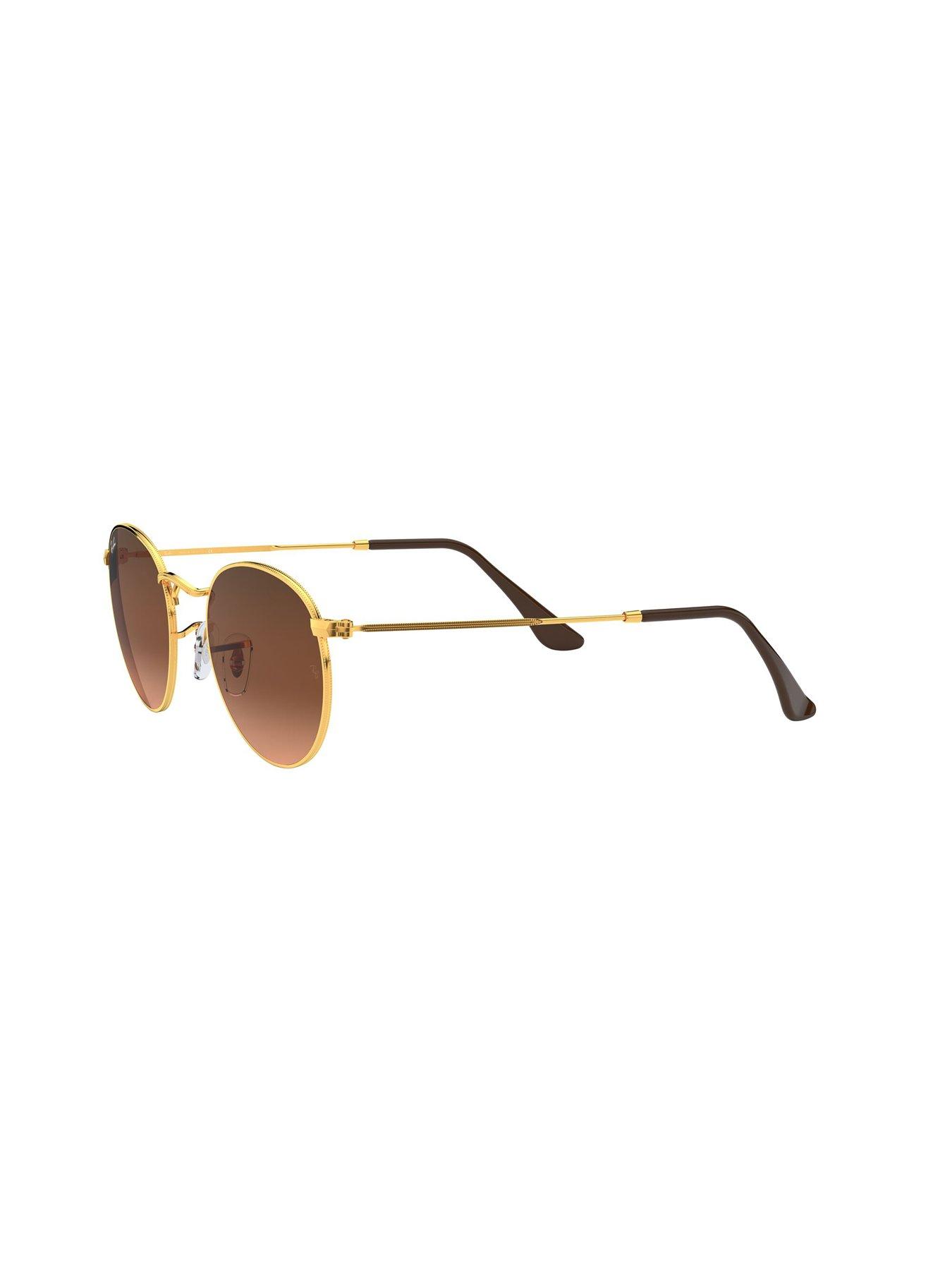 Ray-Ban Round Metal Round Sunglasses Light Bronze Frame With Pink ...