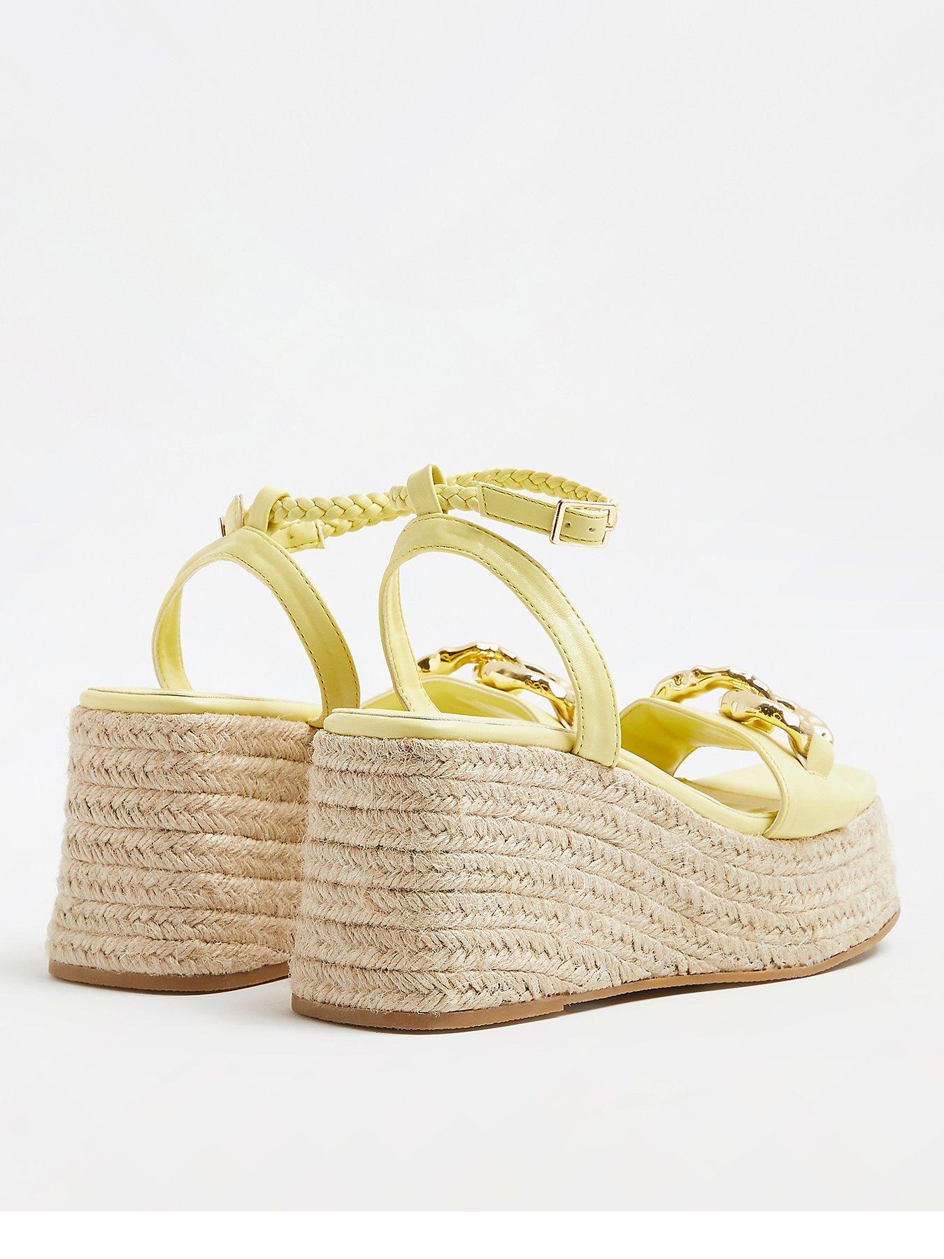 gold chain detail flatform wedges