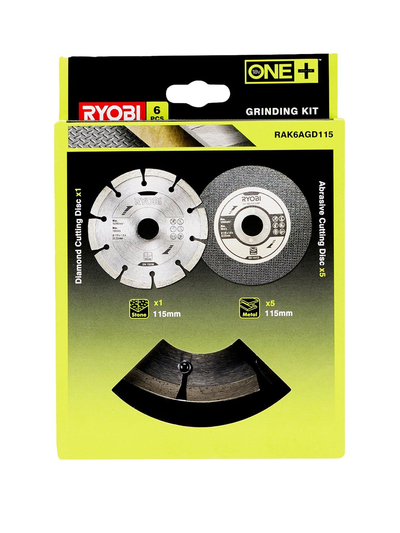 RYOBI RAK6AGD115 Angle Grinder 115mm Cutting Kit (6-Piece) | Littlewoods