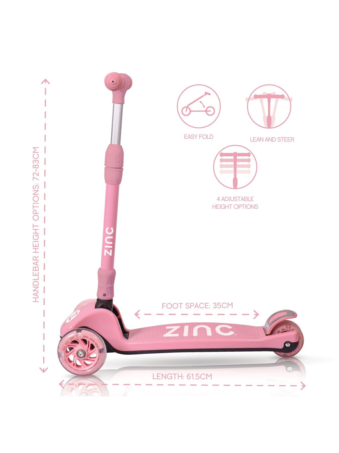 Zinc Three Wheeled Folding Light Up T-motion Scooter (Blush Pink ...