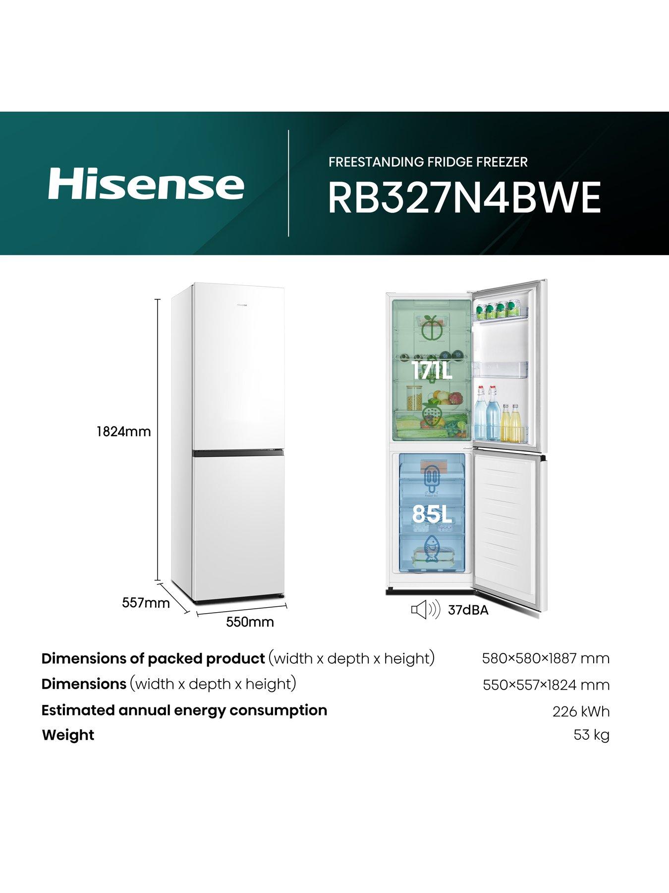 Hisense RB327N4BWE 55cm Wide Total No Frost Freestanding Fridge Freezer ...