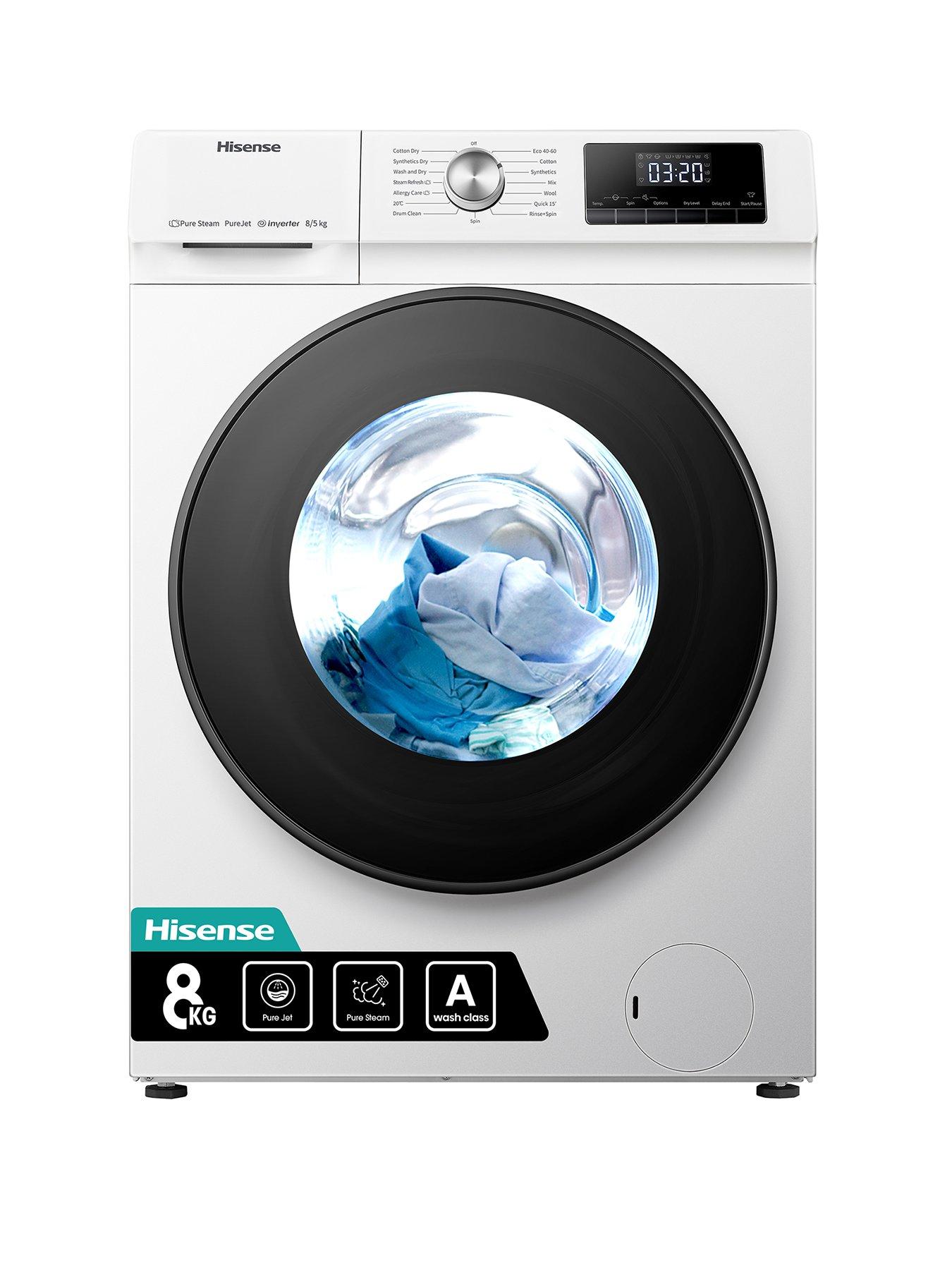 Hisense 3 Series WDQA8014EVJM 8kg Wash, 5kg Dry, 1400 Spin Washer Dryer ...