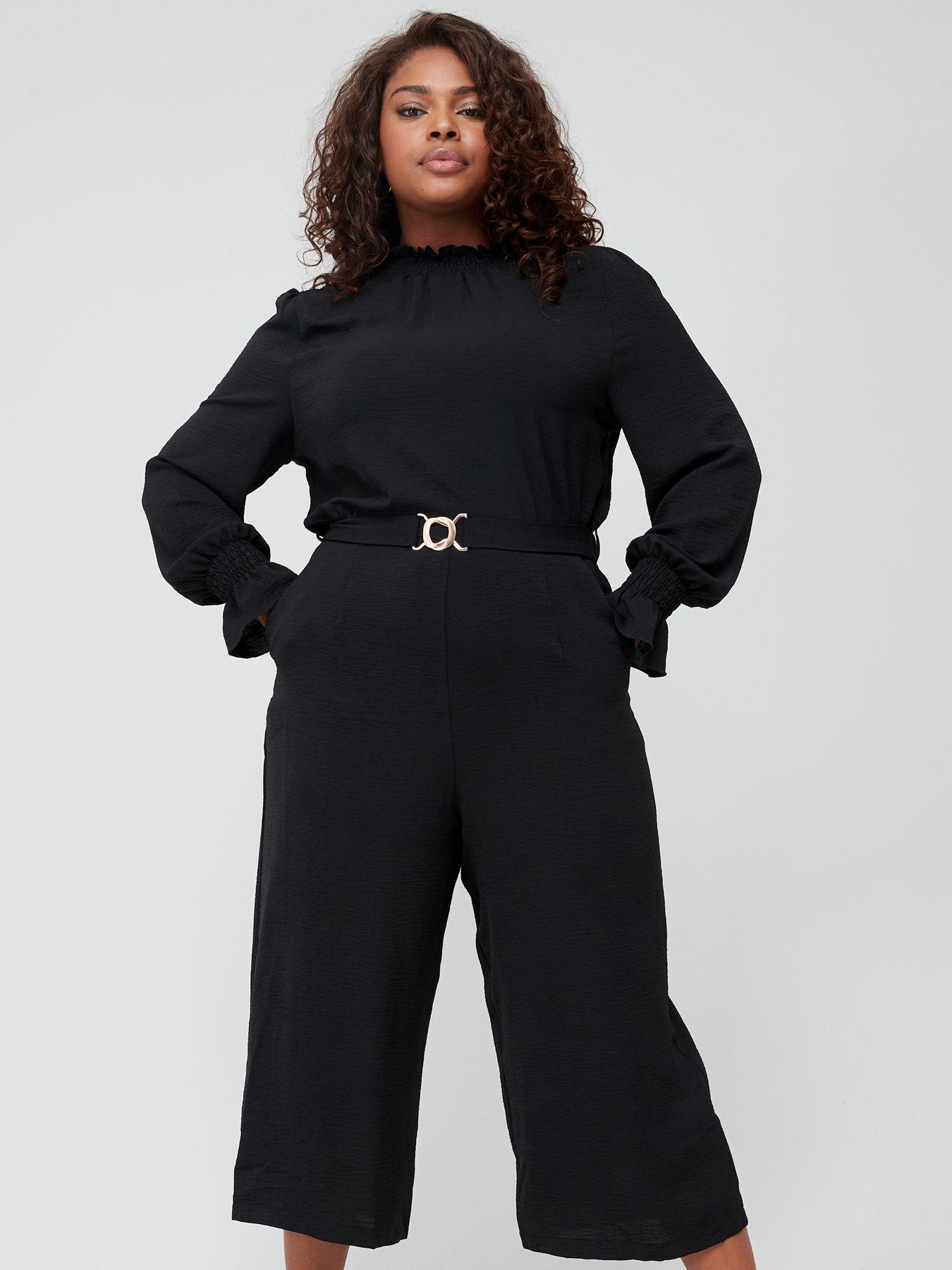 AX Paris Curve Black High Neck Jumpsuit | littlewoods.com