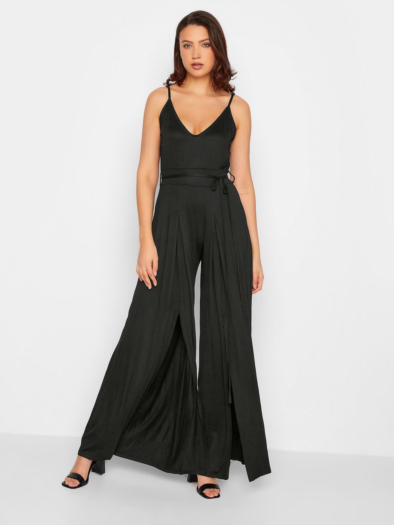 Long Tall Sally Strappy Jumpsuit With Leg Split Black | littlewoods.com