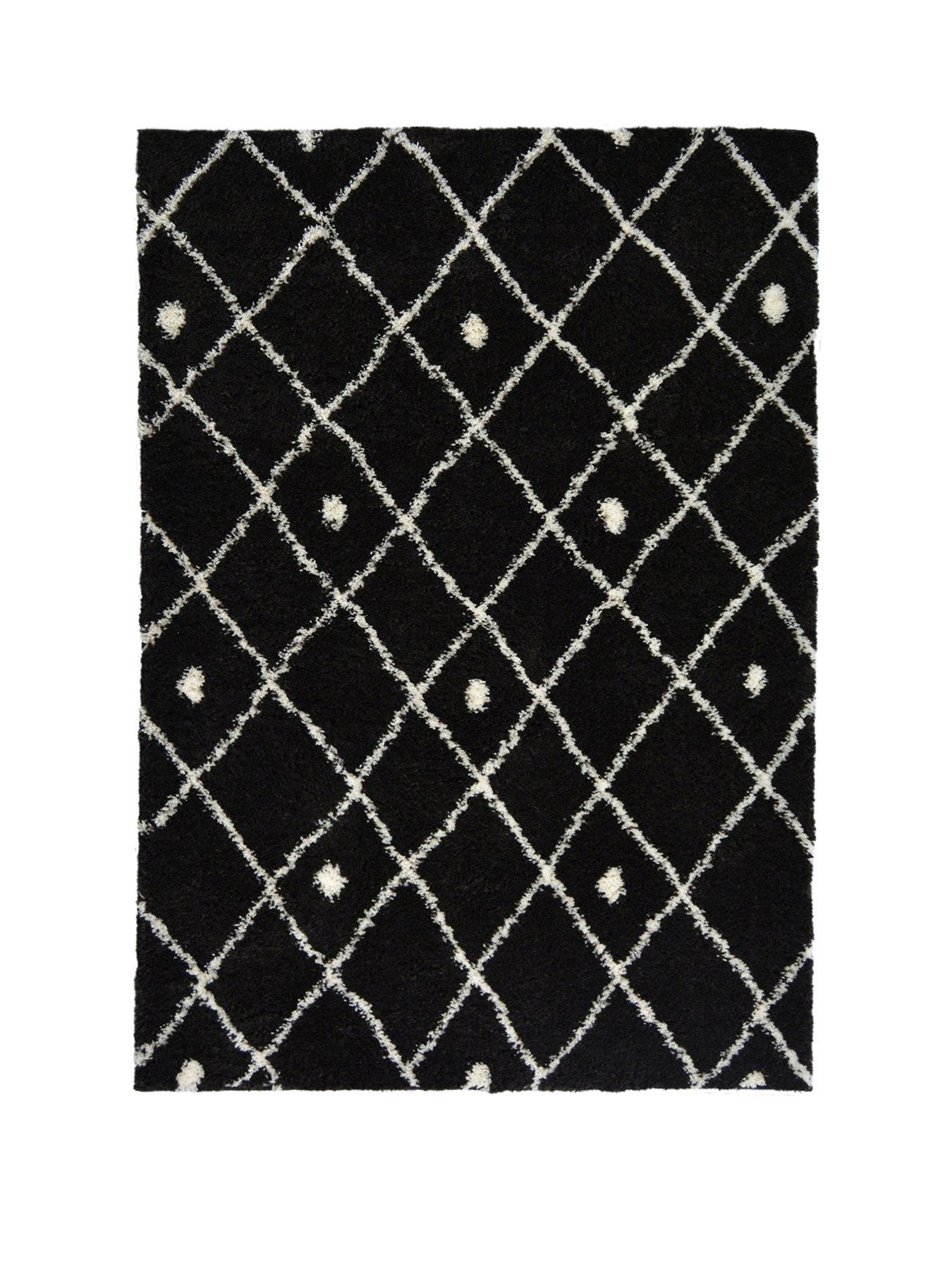 Very Home Snug Diamonds Rug - Black | littlewoods.com