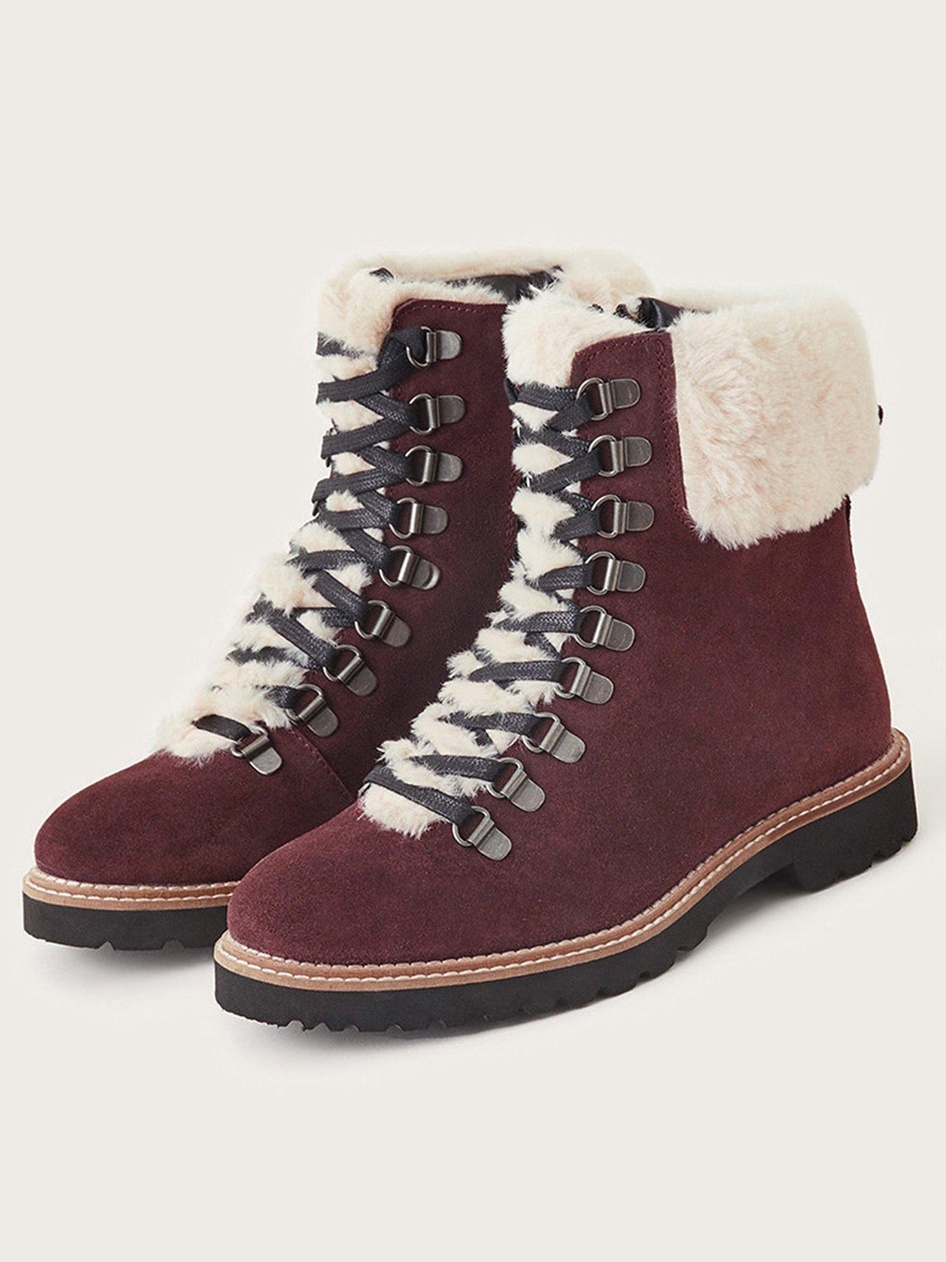 Monsoon Barnes Suede Walking Boot - Burgundy | Littlewoods