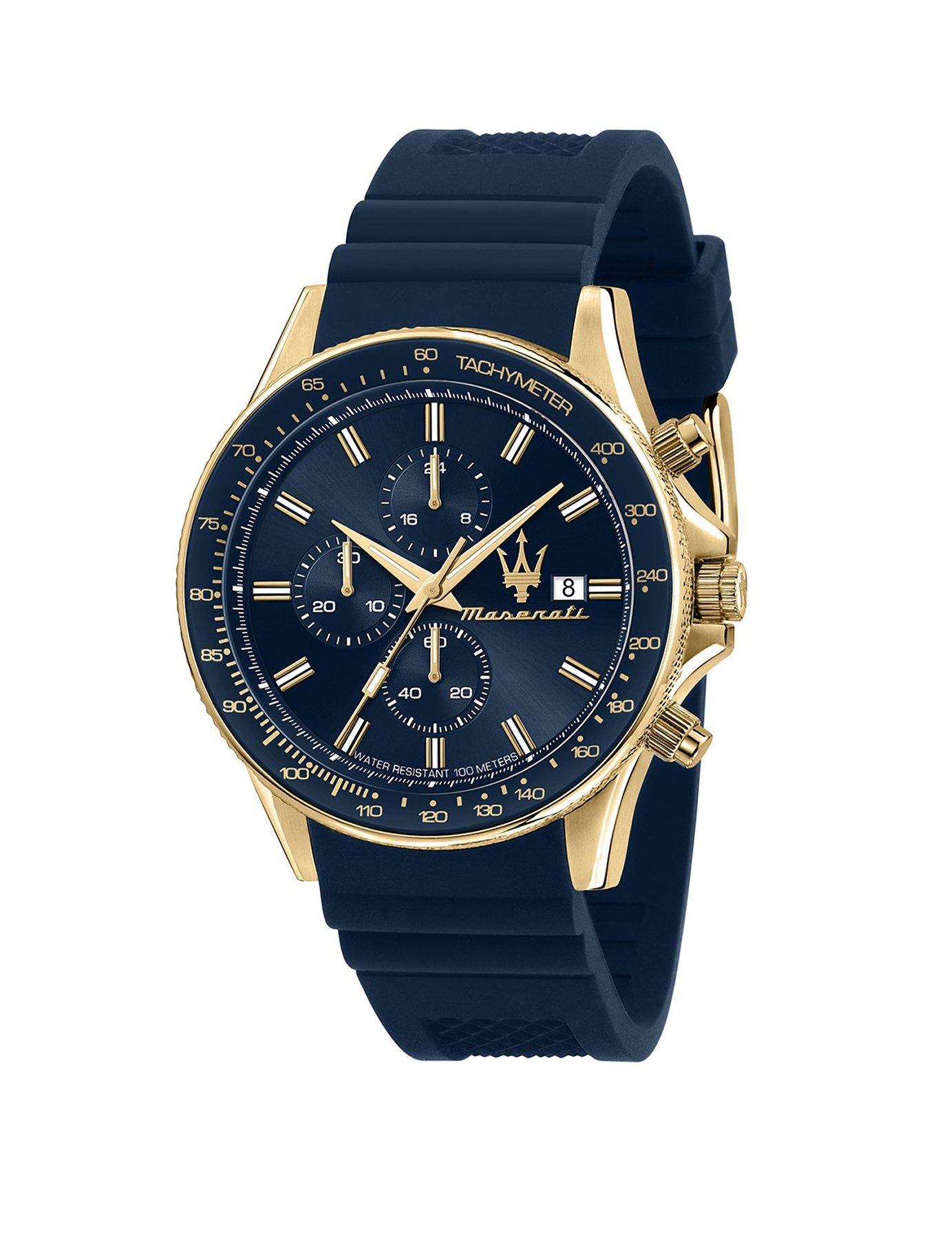 Maserati Sfida 44Mm Chr Blue Dial Blue Silicon Mens Watch | littlewoods.com