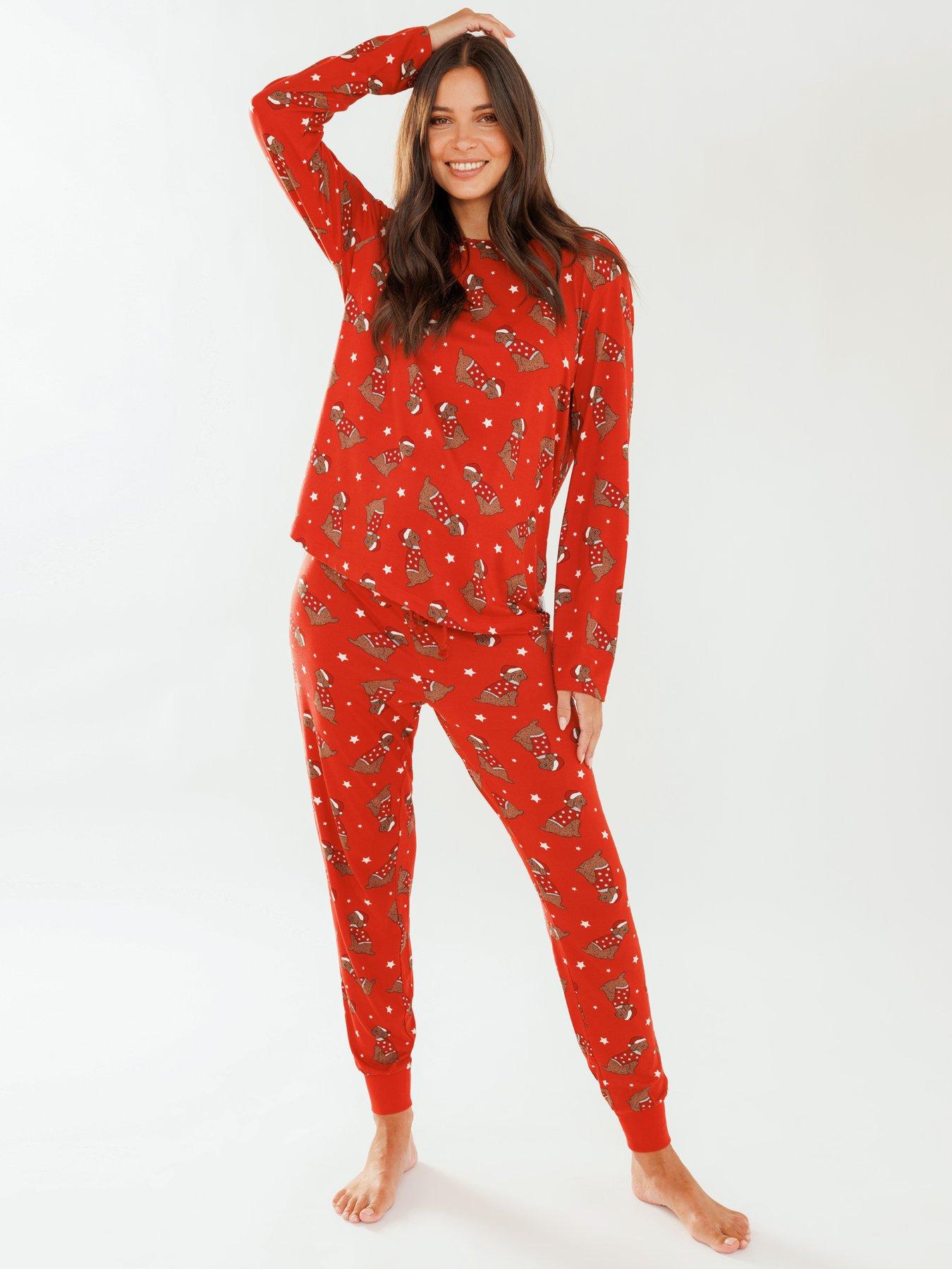 CHELSEA PEERS Maternity Long Crew Christmas Cockapoo Printed Pyjama Set ...