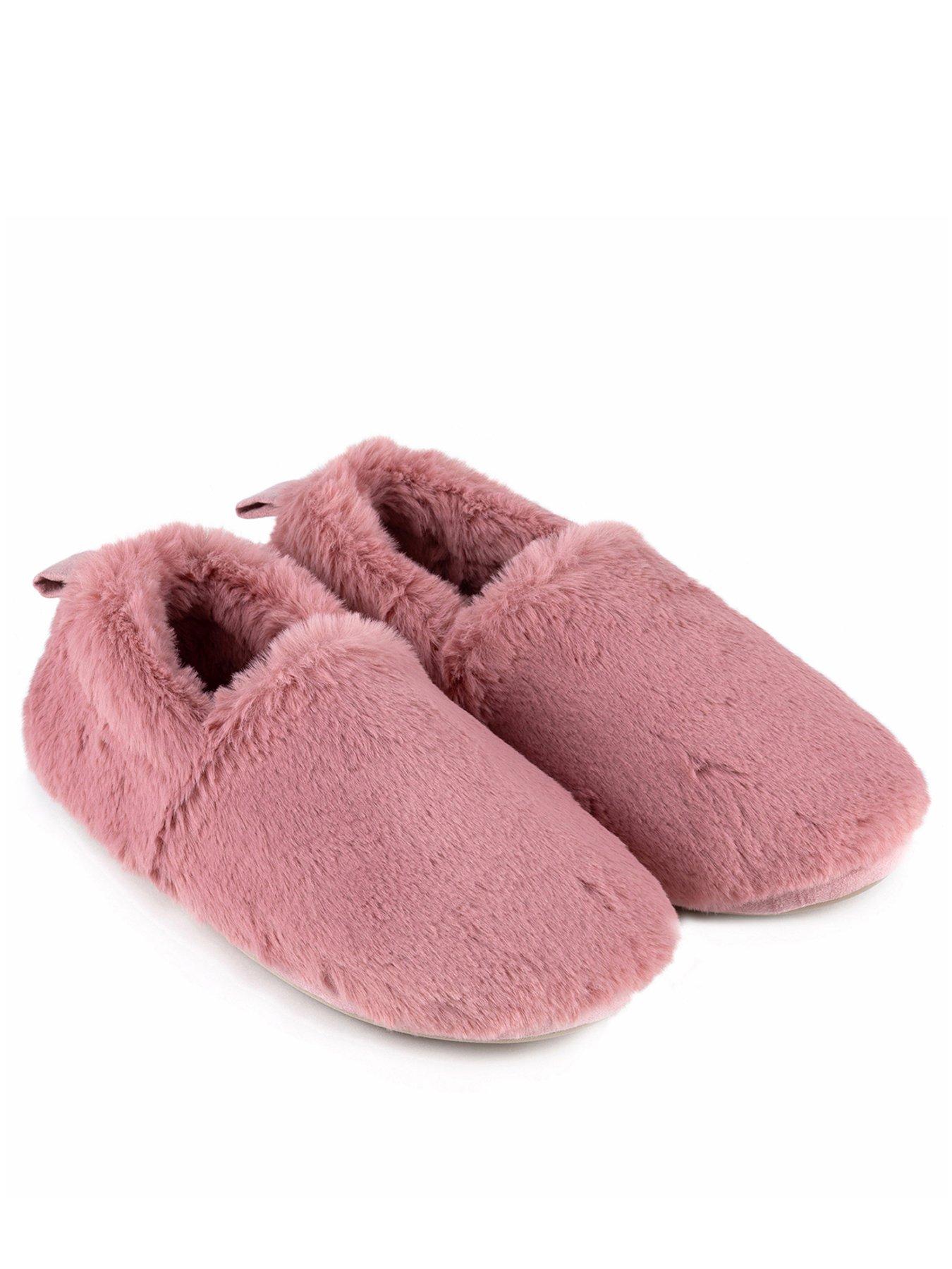 TOTES Faux Fur Full Back Slippers - Pink | littlewoods.com