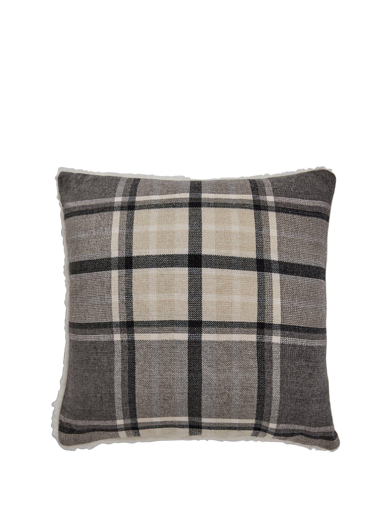 Very Home Chenille Check With Sherpa Cushion | Littlewoods