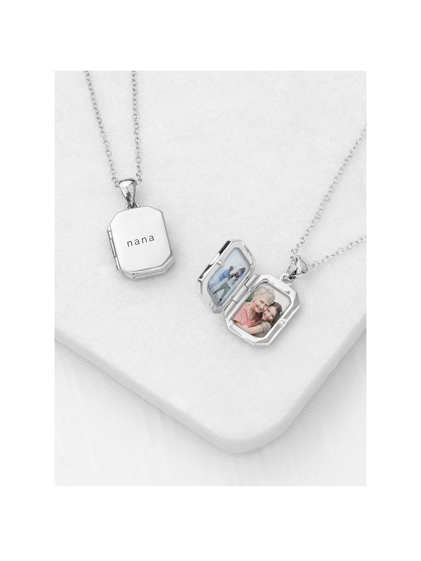 Treat Republic Personalised Rectangular Photo Locket - Silver | Littlewoods