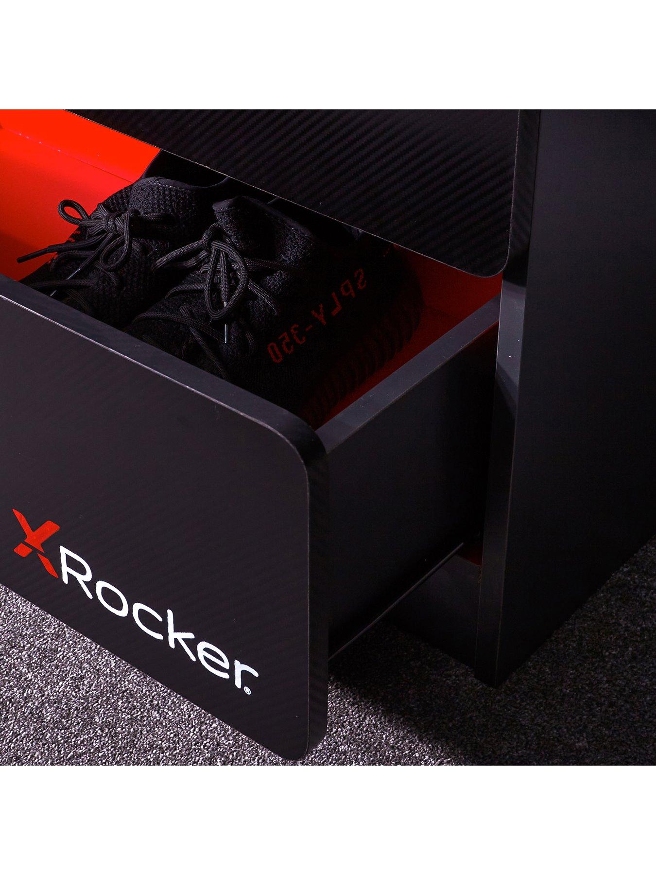 X Rocker Carbon Tek 2 Door Wardrobe with Drawer and Neo Fibre LED ...