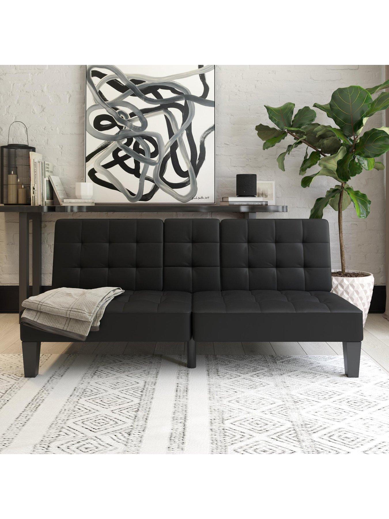 Dorel Home Adalynn Convertible Faux Leather Futon - Black | Littlewoods