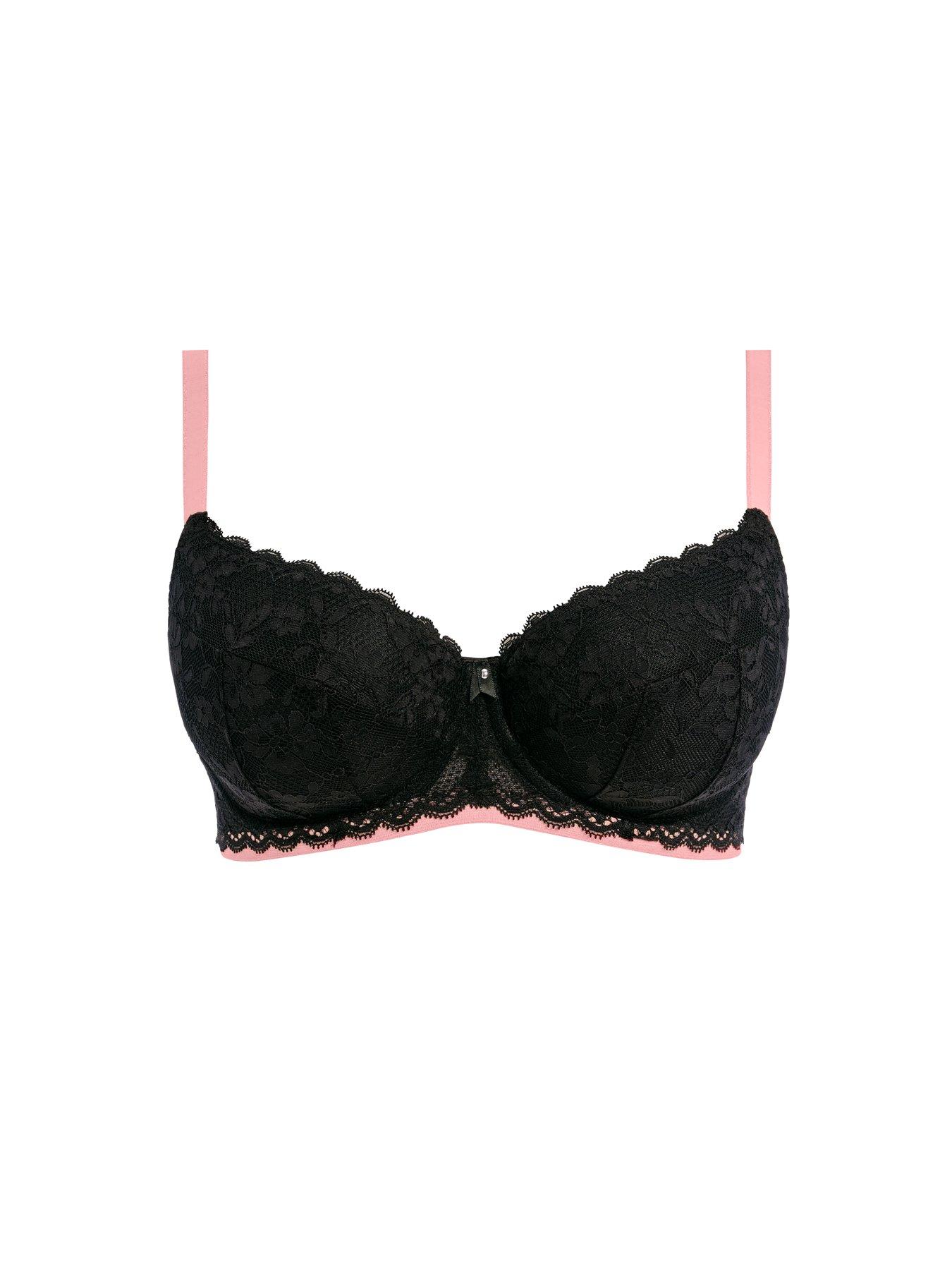 Freya Offbeat Underwired Padded Half Cup Bra - Black | Littlewoods