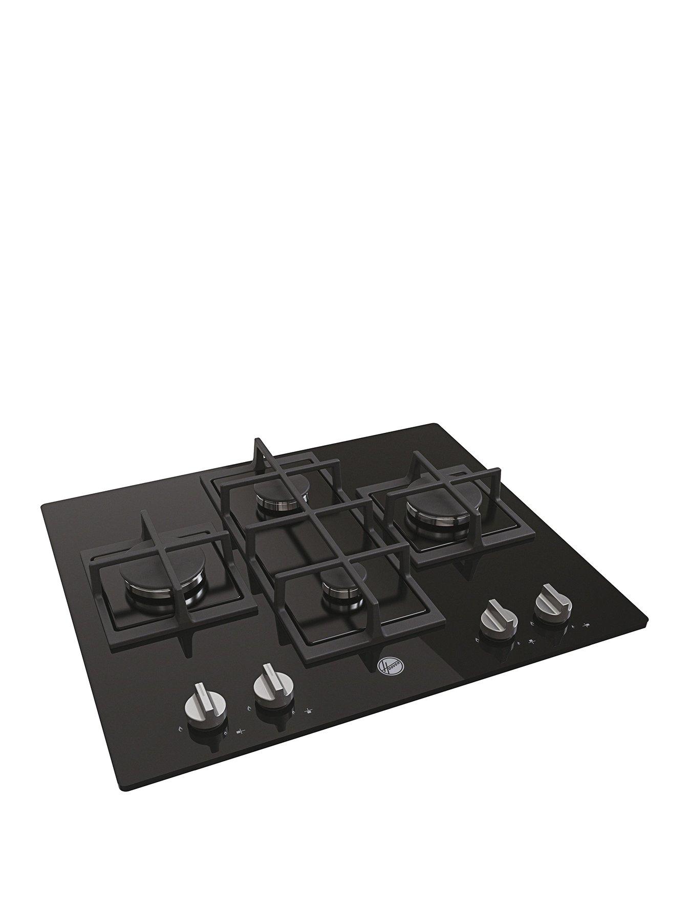 Hoover HVG6DK3B 60cm 4 Burner Gas Hob with Cast Iron Pan Supports ...