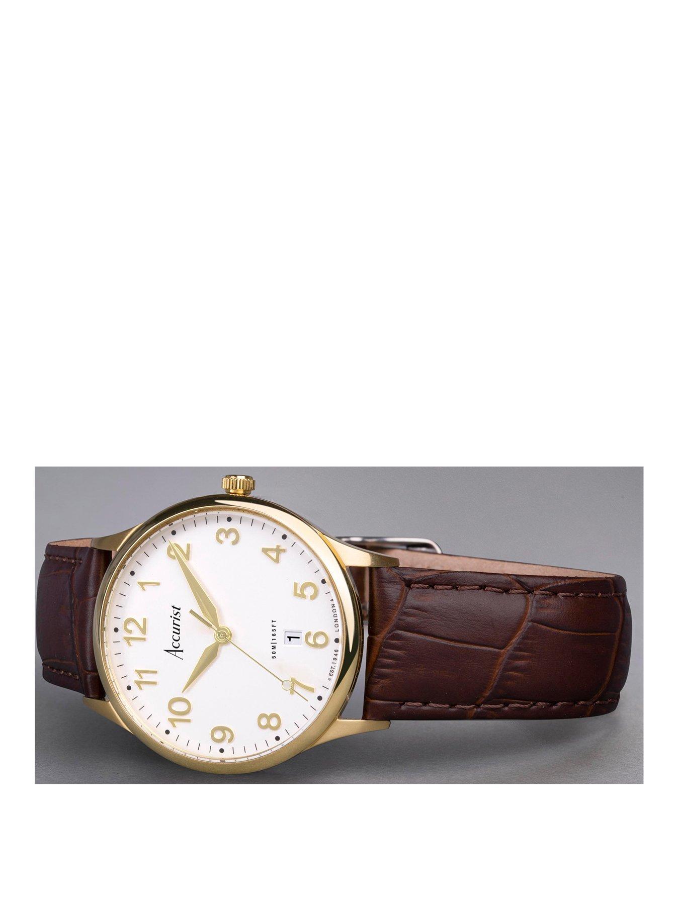 Accurist Classic Mens Brown Leather Strap Analogue Watch | Littlewoods