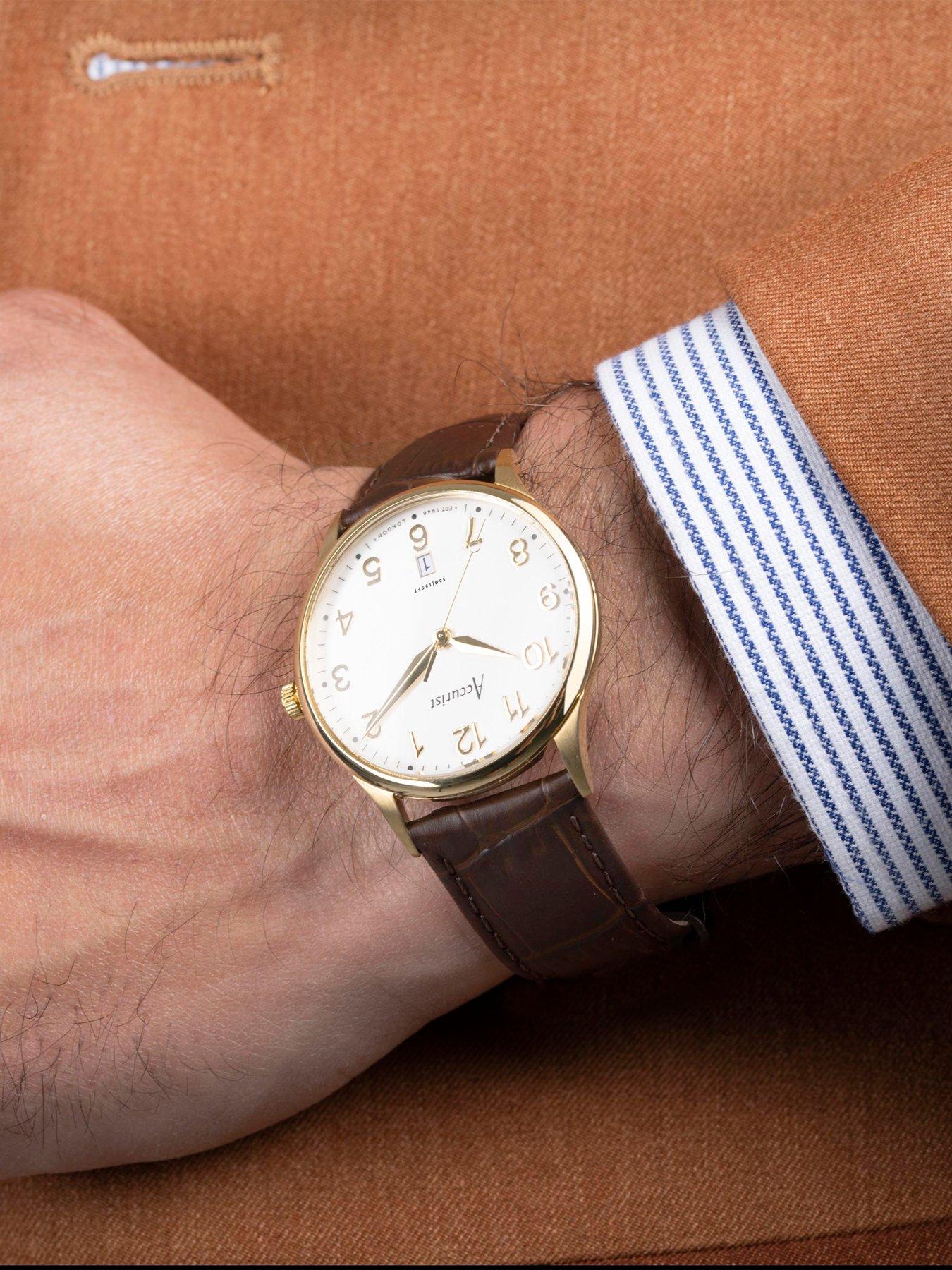 Accurist Classic Mens Brown Leather Strap Analogue Watch | Littlewoods